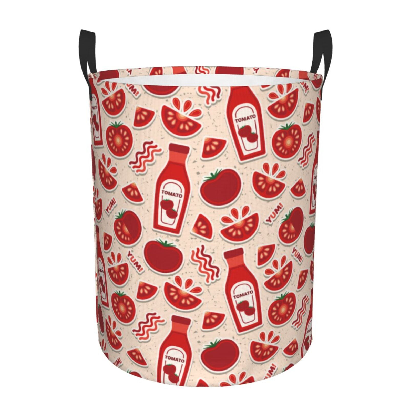Fuzoiu Tomatoes Print Circular Hamper,Laundry Basket with Handle ...