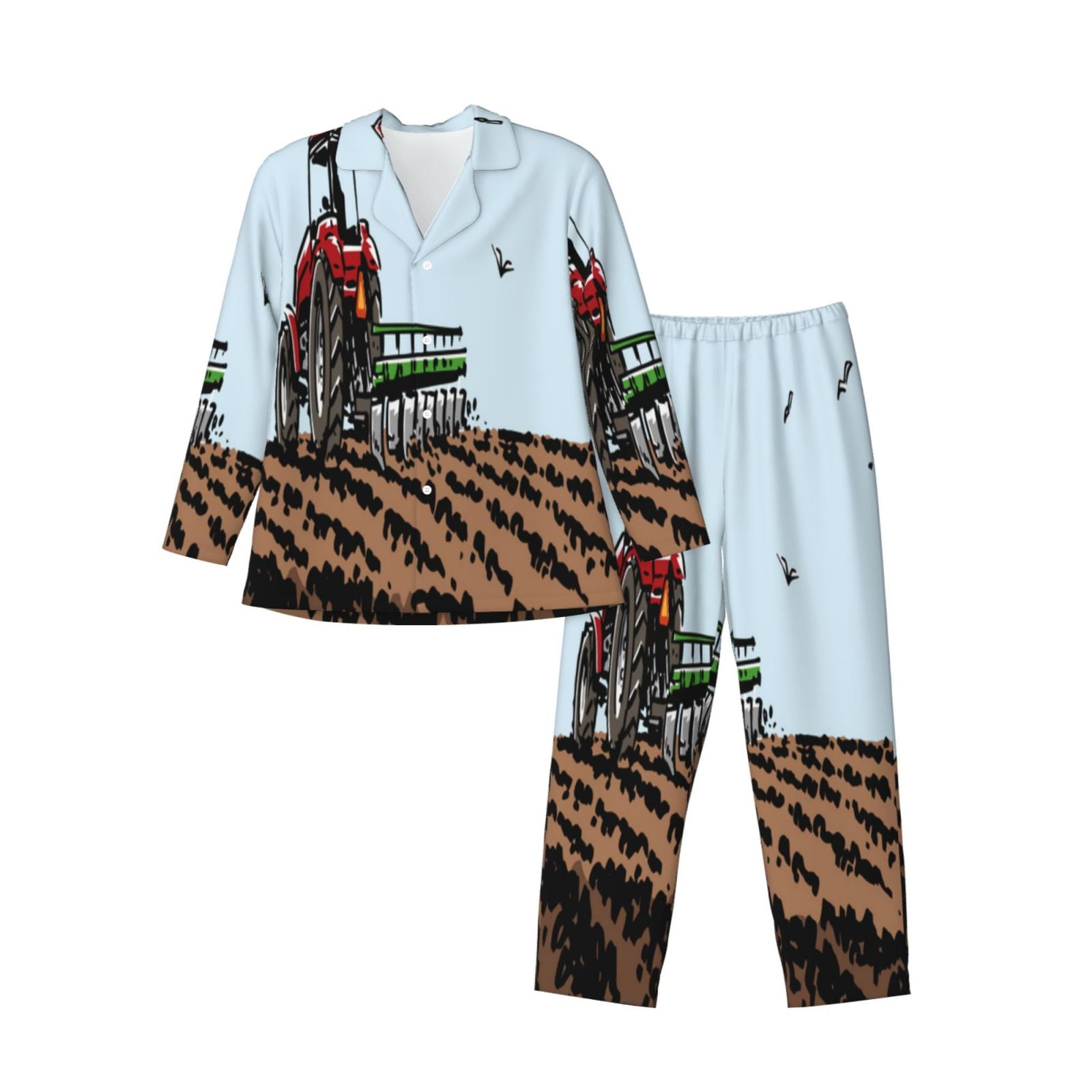 Fuzoiu Tractor plowing a field Print Men's Long-Sleeved Pajama,Lounge ...