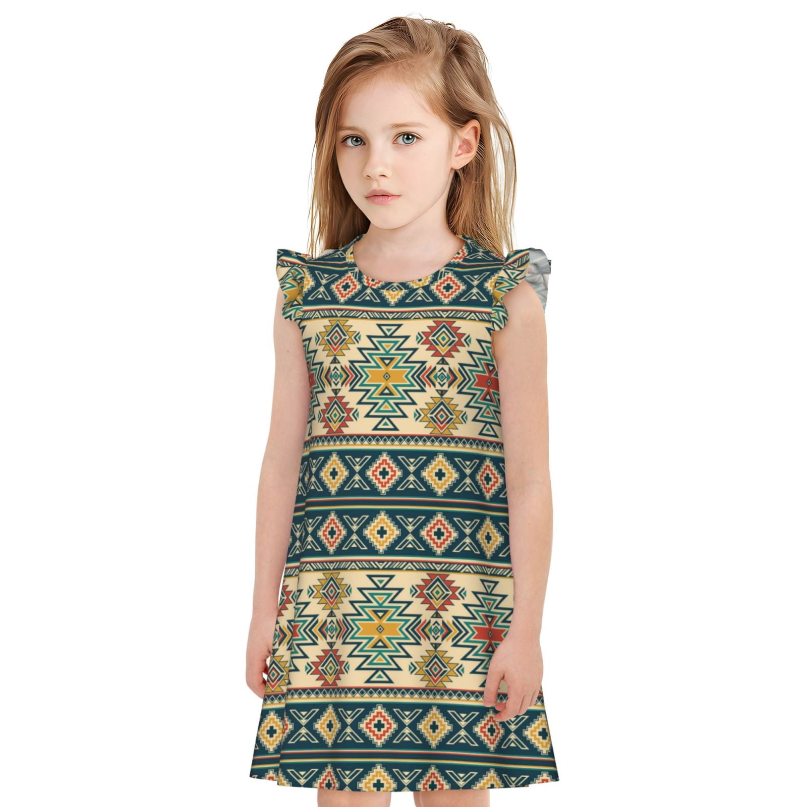 Fuzoiu Traditional Tribal Aztec1 Print Girls' Nightgowns Pajamas Dress ...