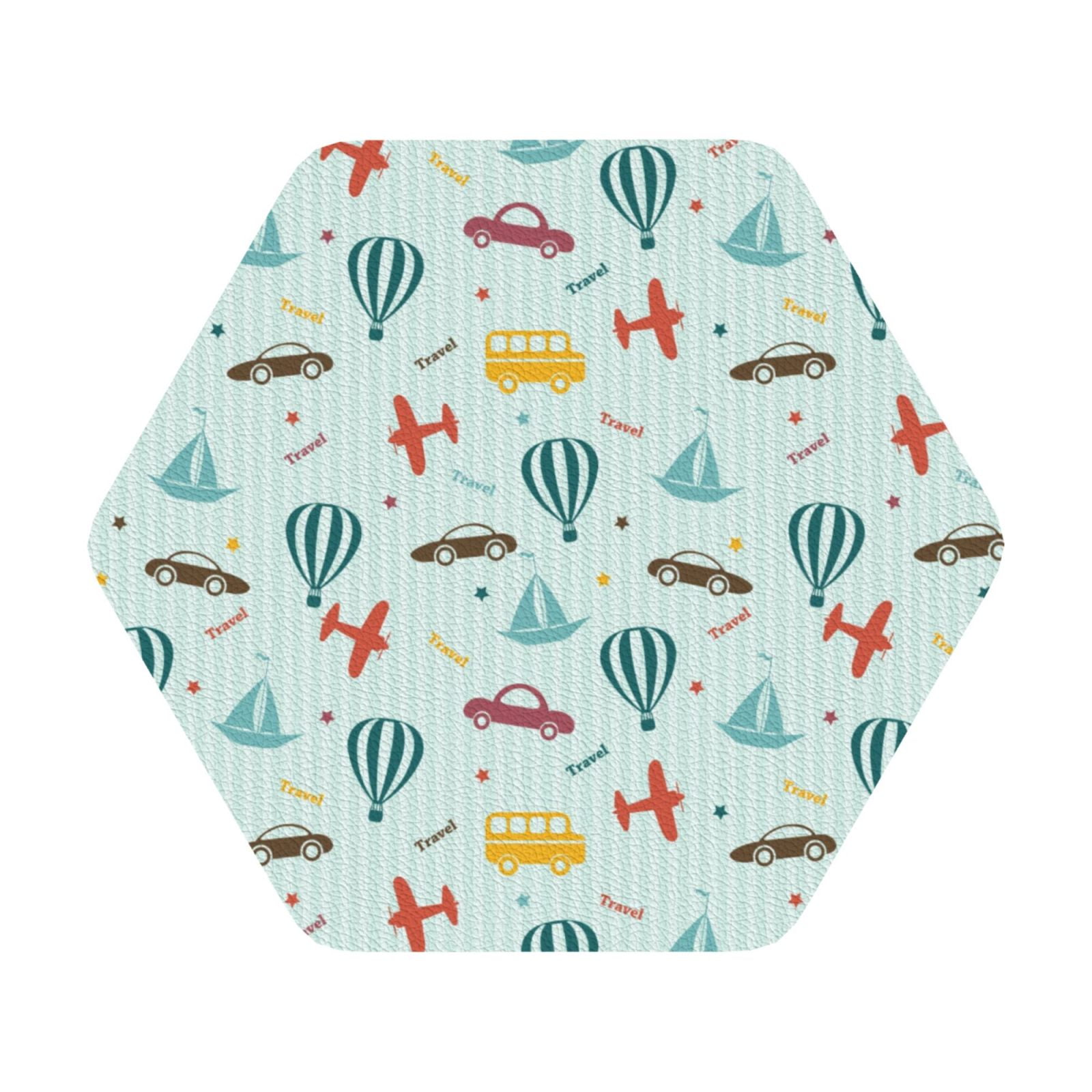 Fuzoiu Transport Travel Print Leather Coasters Set,Drink Coasters Set ...