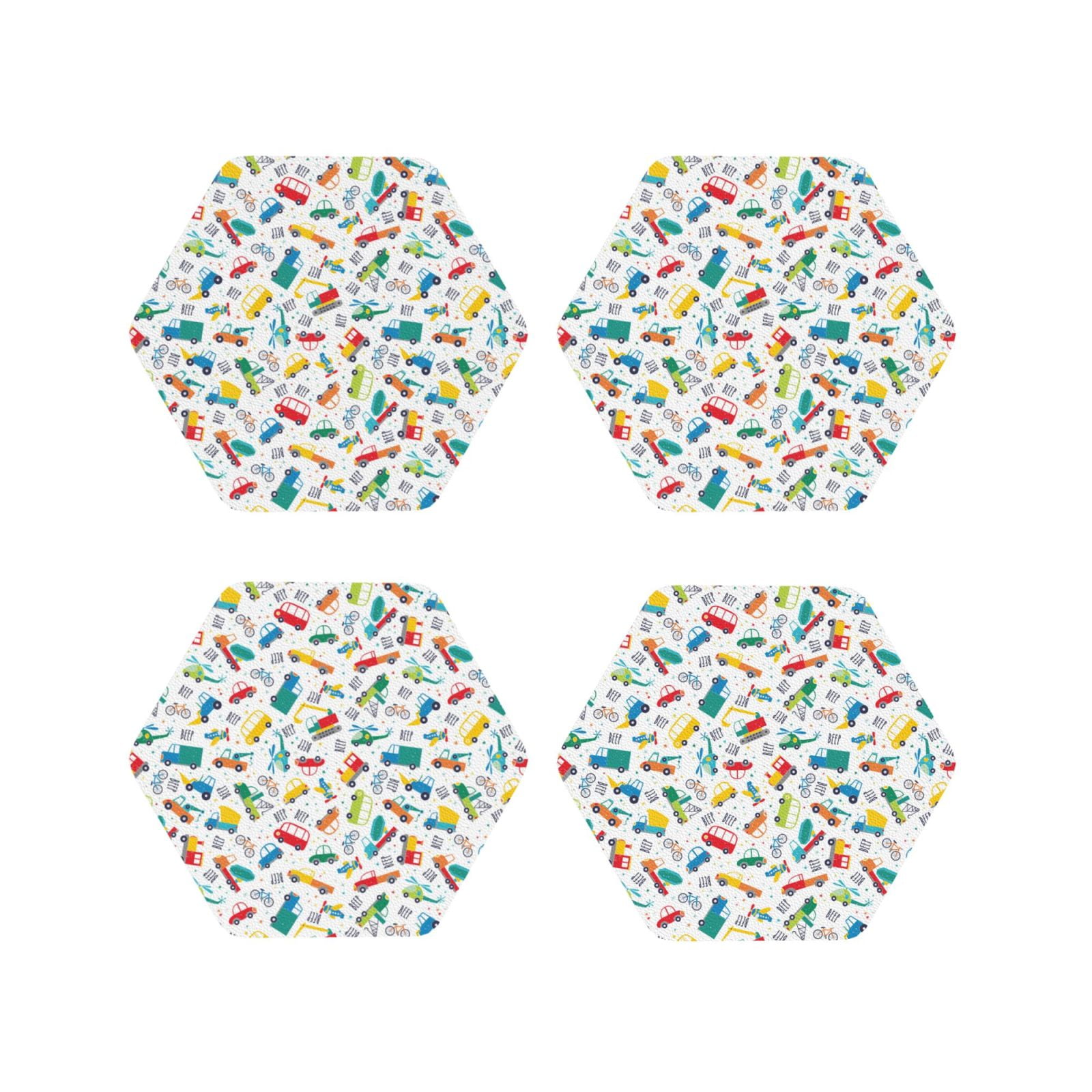 Fuzoiu Transport1 Print Leather Coasters Set,Drink Coasters Set of 4 ...