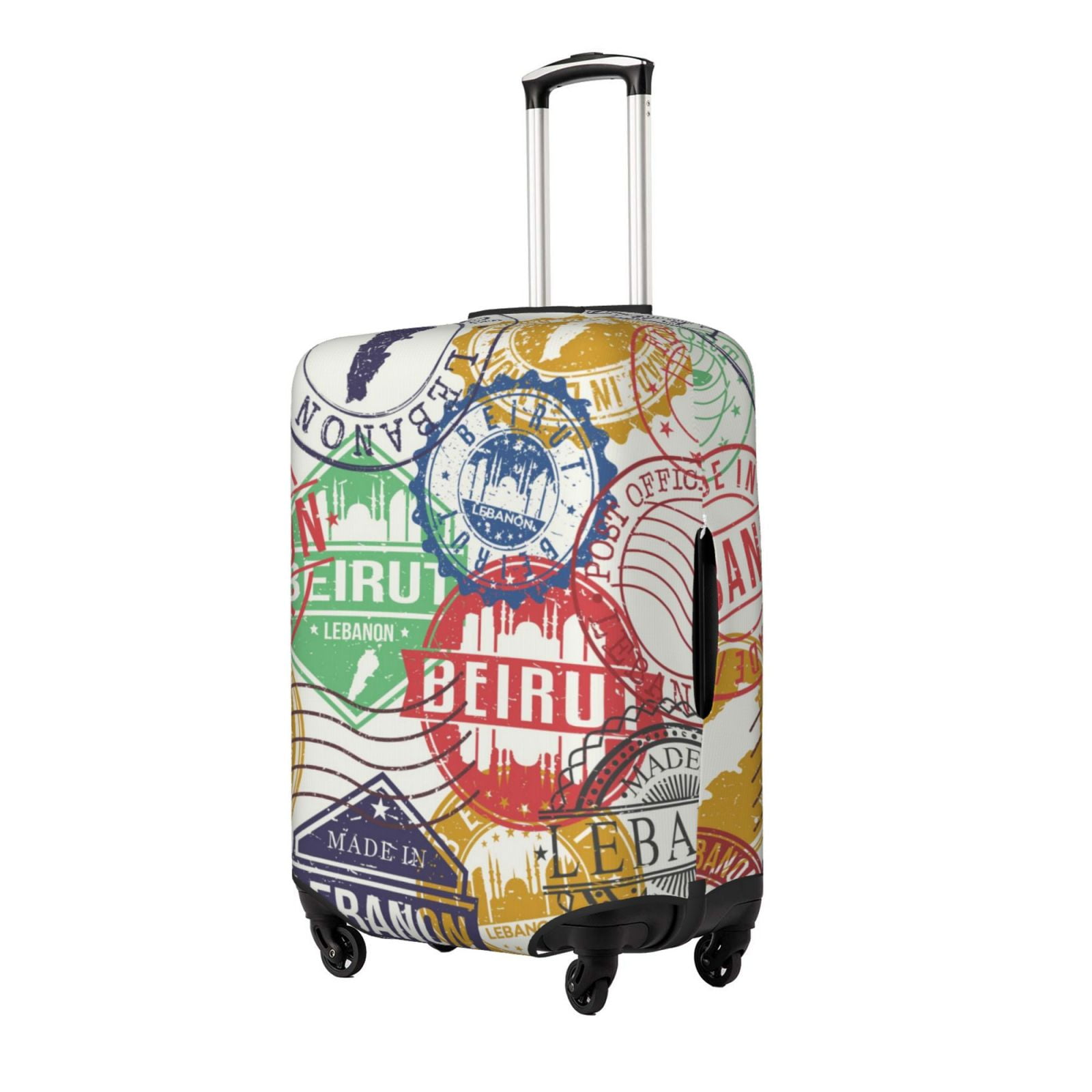 Fuzoiu Travel Stamp Print Suitcase Cover,Washable Luggage Covers for ...