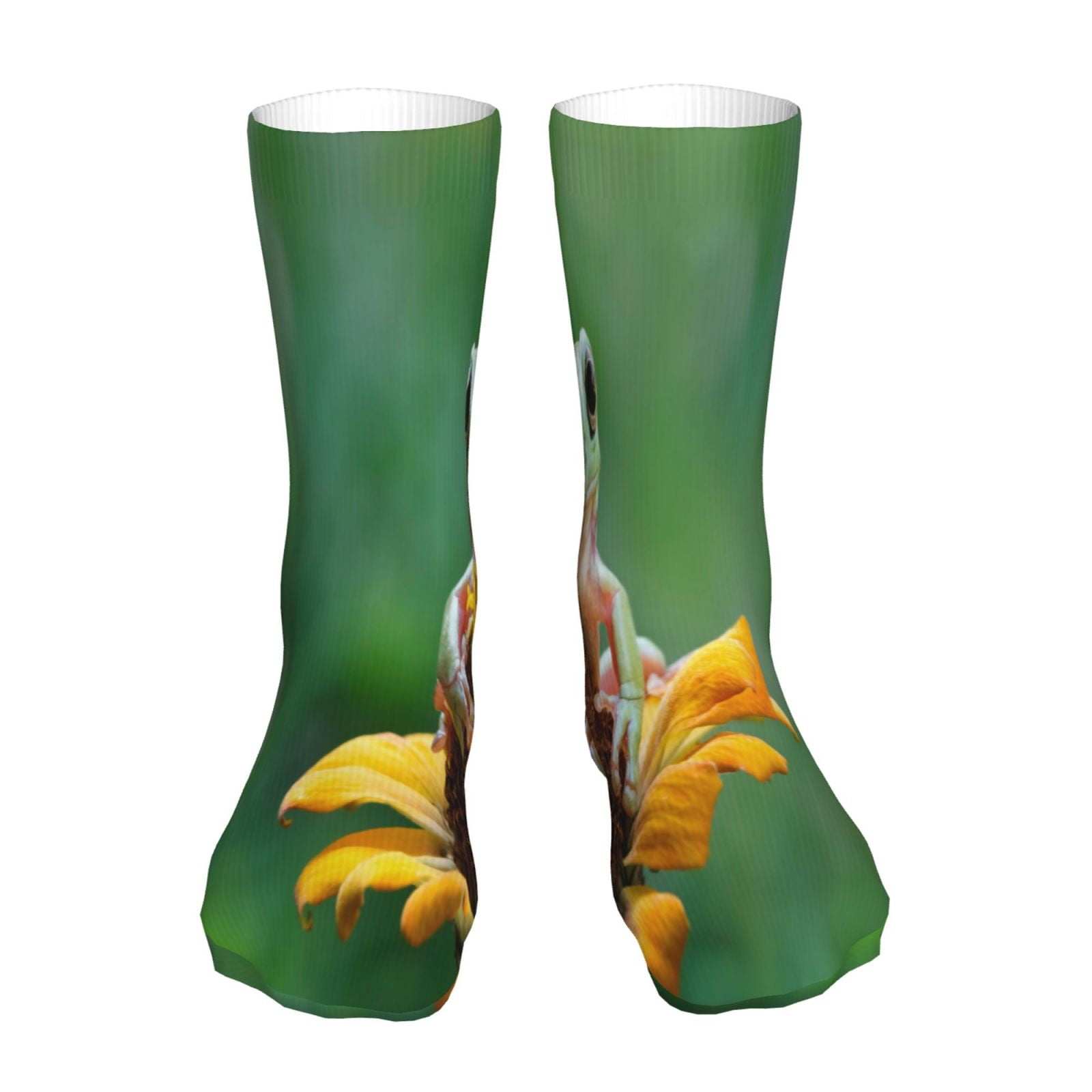 Fuzoiu Tree Frog Sitting On Sunflowes Print Crew Socks,Casual Athletic ...