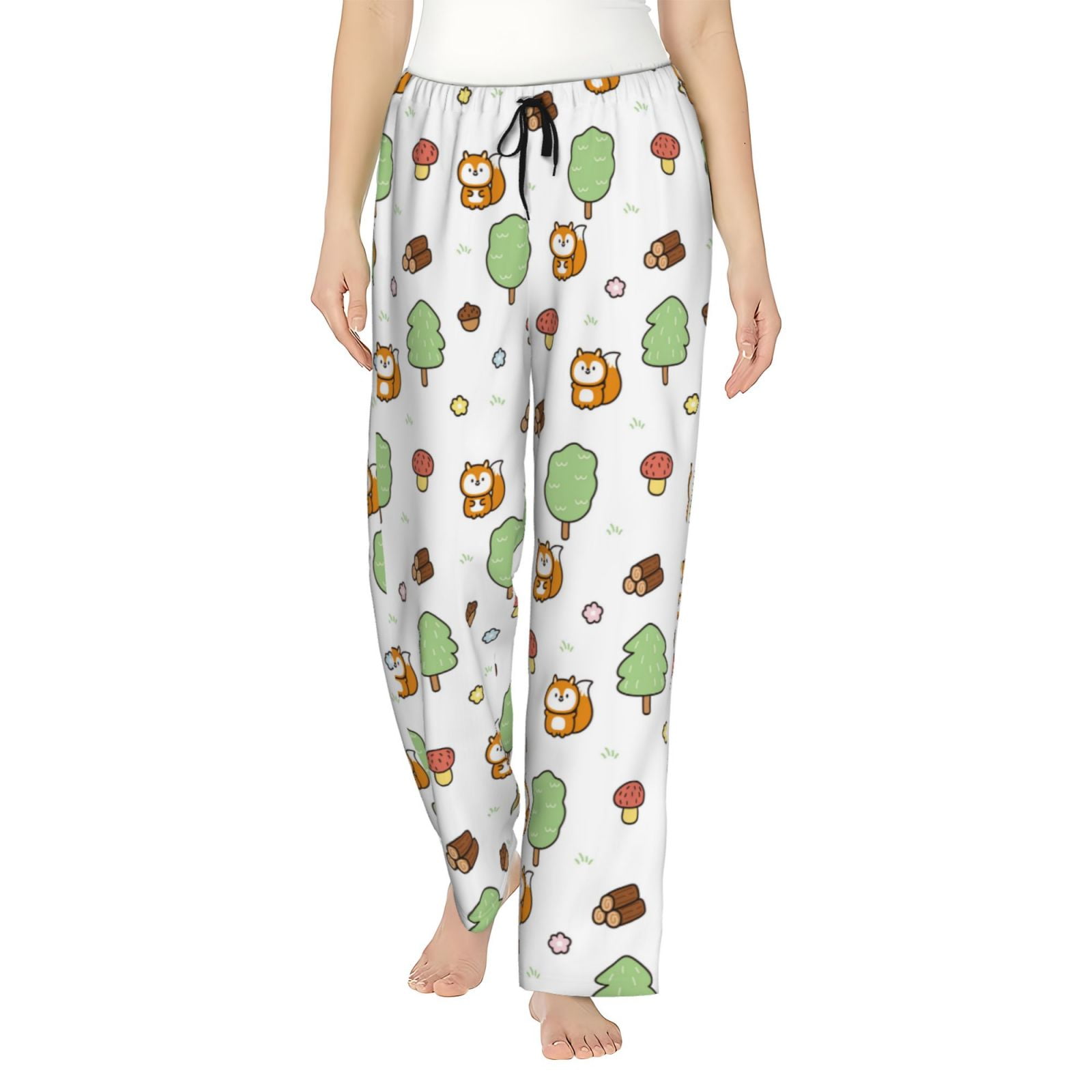 Fuzoiu Tree Squirrel Print Women's Pajama Pants,Lounge Pants with ...