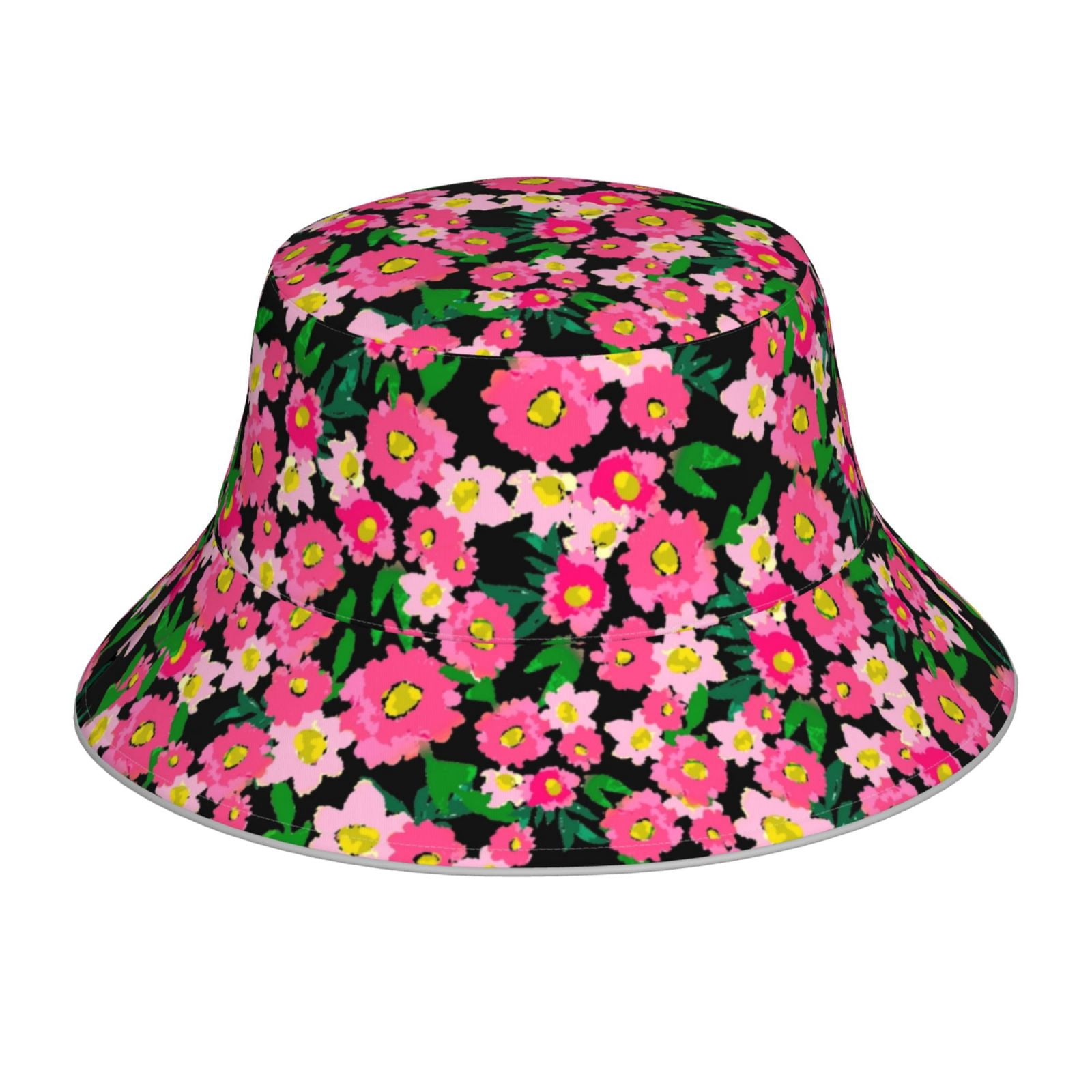 Fuzoiu Trendy Floral Print Reflective Bucket Hat,Outdoor Hat for Men ...