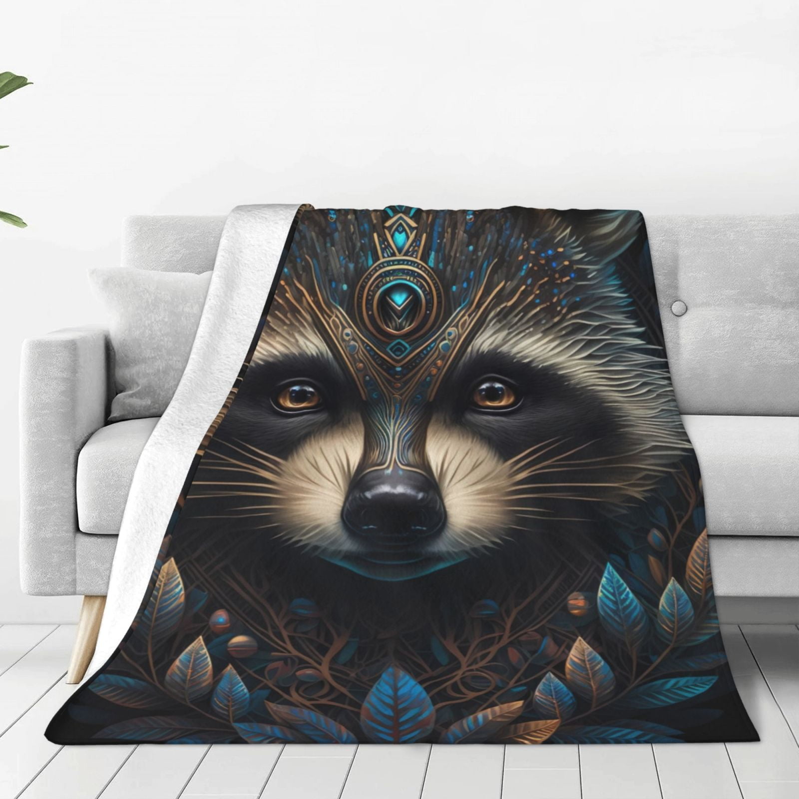 Fuzoiu Tribal Style Raccoon Print Ultra-Soft Micro Fleece Blanket,All ...
