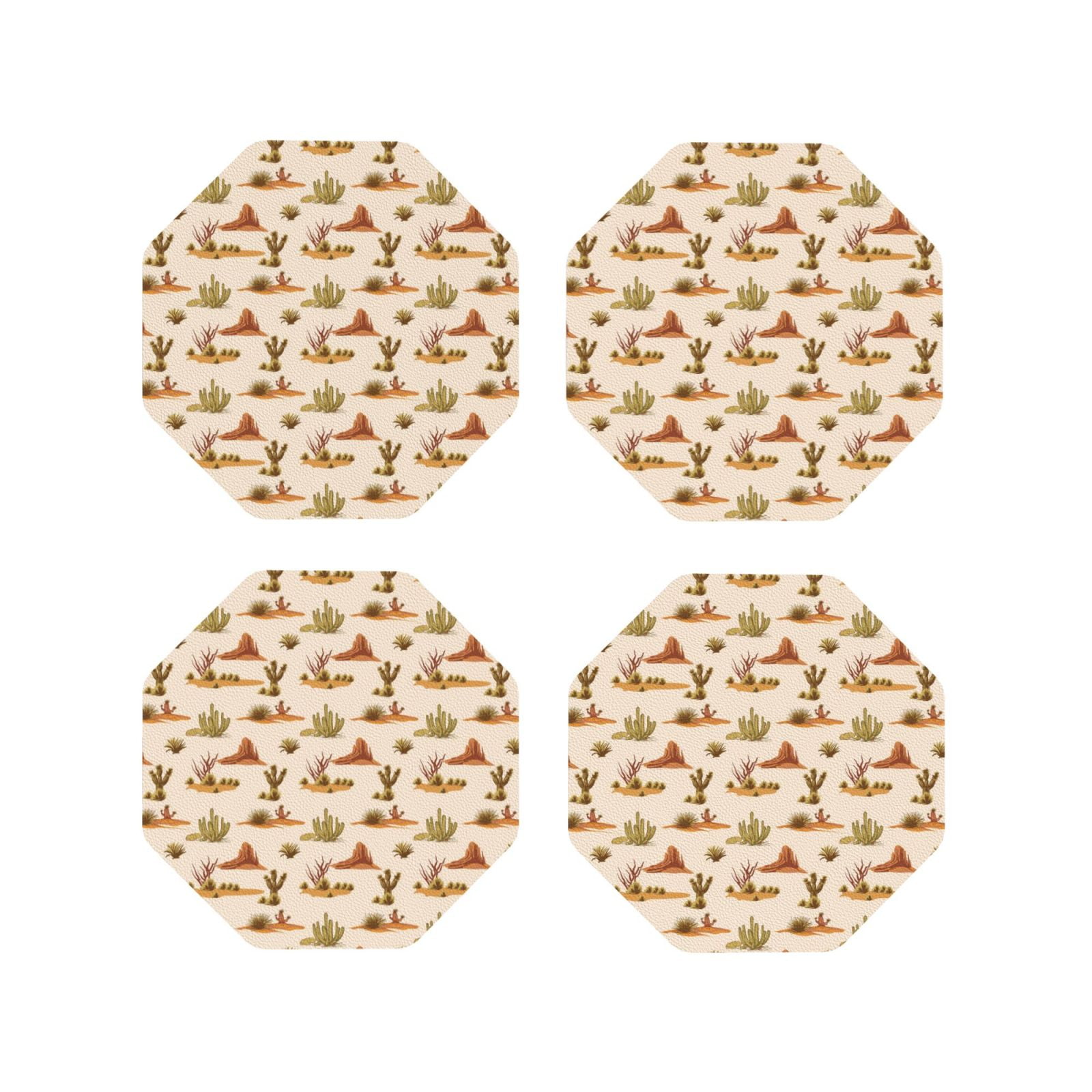 Fuzoiu Tropical Desert Print Leather Coasters Set,Drink Coasters Set of ...