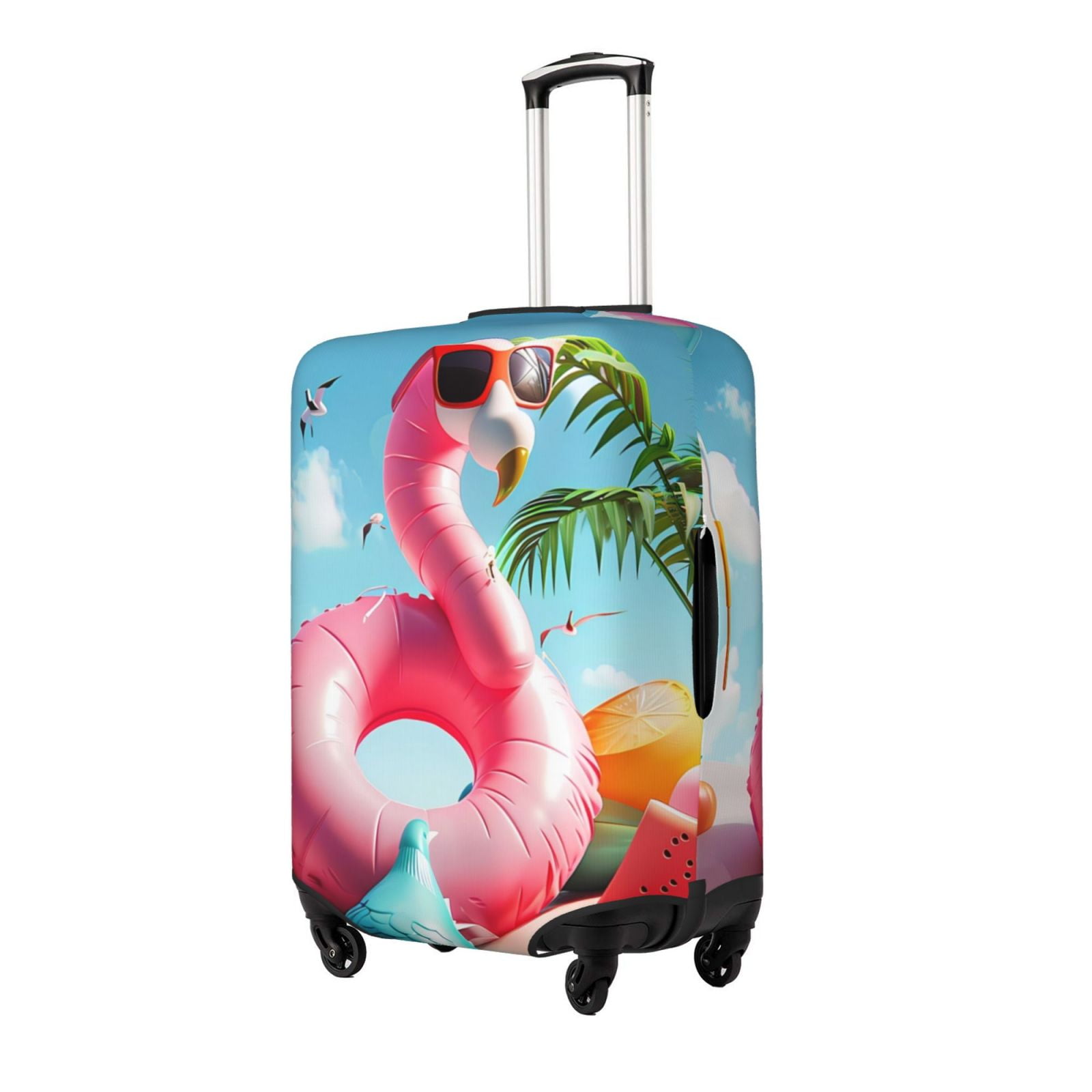 Fuzoiu Tropical Flamingo Pool Float Print Suitcase Cover,Washable ...