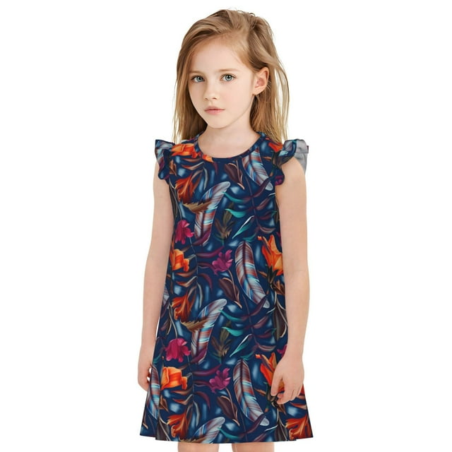 Fuzoiu Tropical Flower Print Girls Nightgowns Pajamas Dress Girls