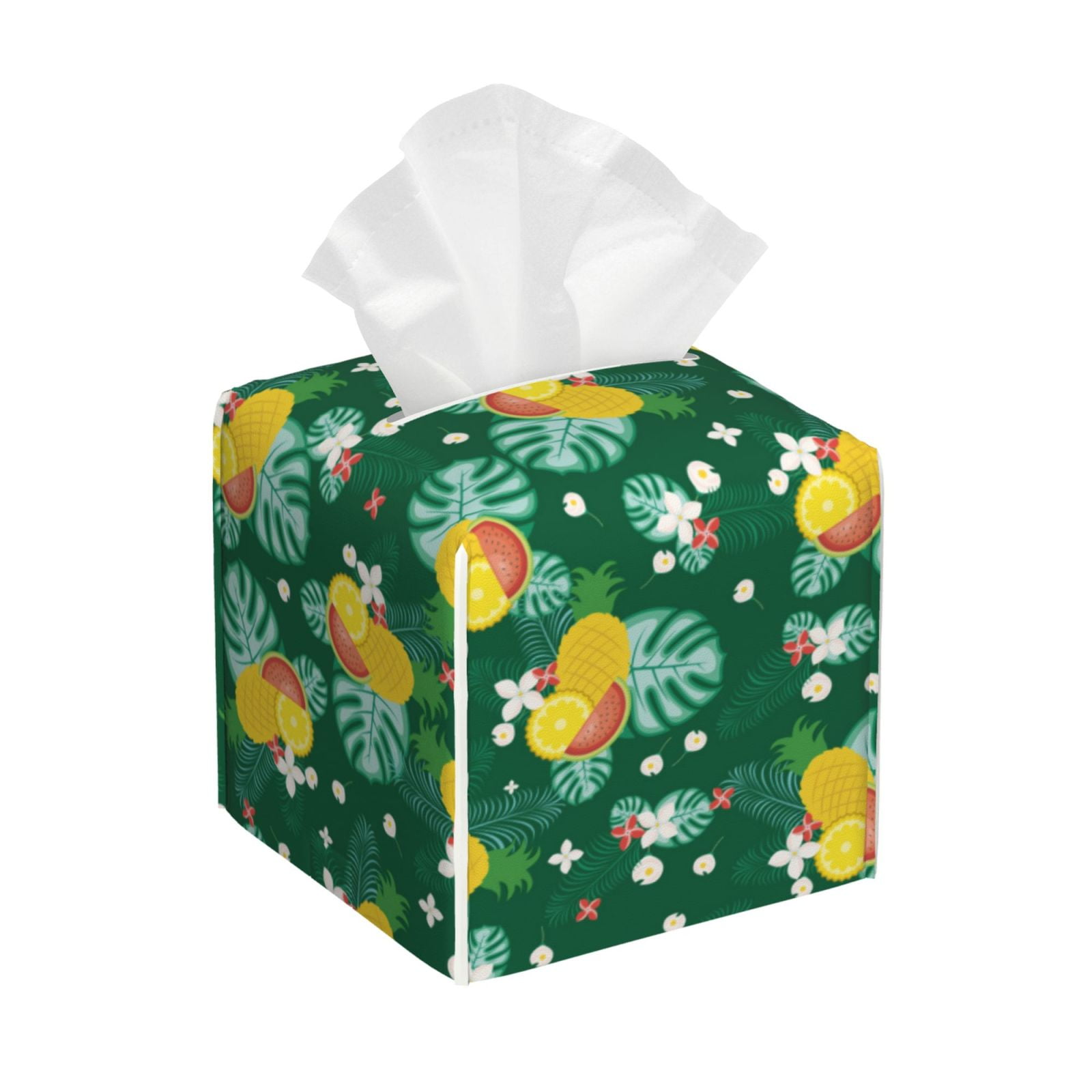 Fuzoiu Tropical Fruit Print Tissue Box Cover Holder, Square Leather ...