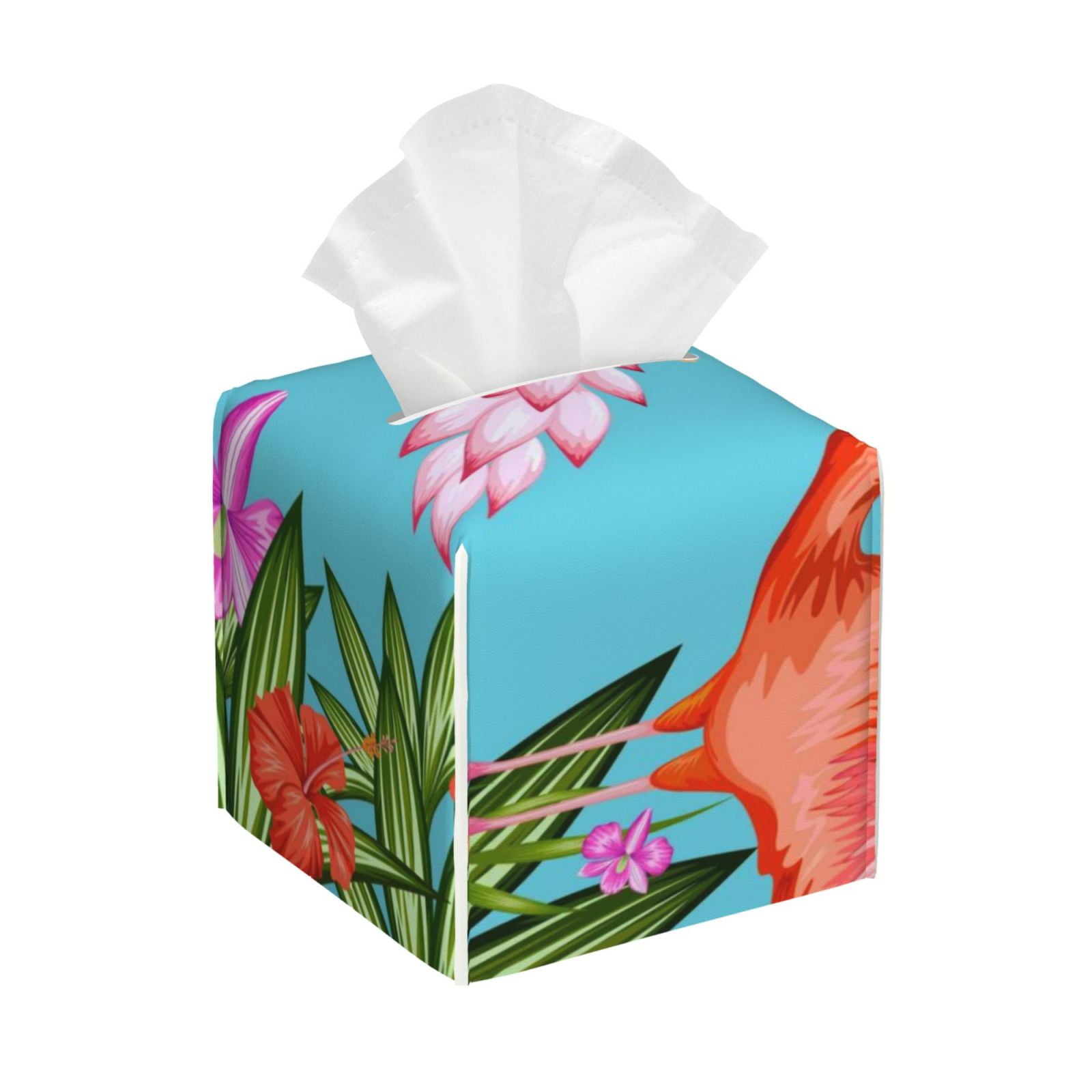 Fuzoiu Tropical Jungle Flamingo Print Tissue Box Cover Holder, Square ...