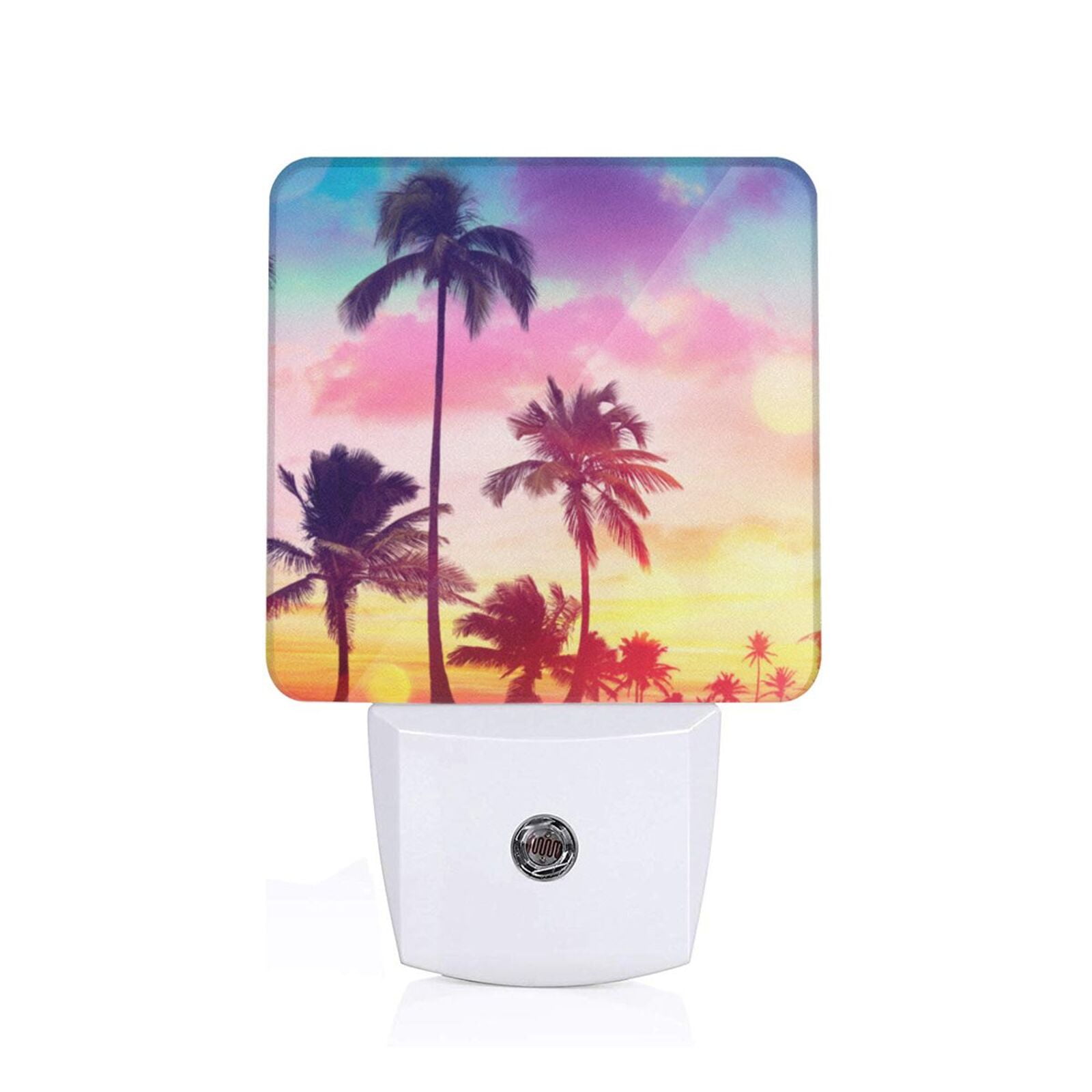Fuzoiu Tropical Palm Tree at Sunset Print Dusk to Dawn LED Night Light ...