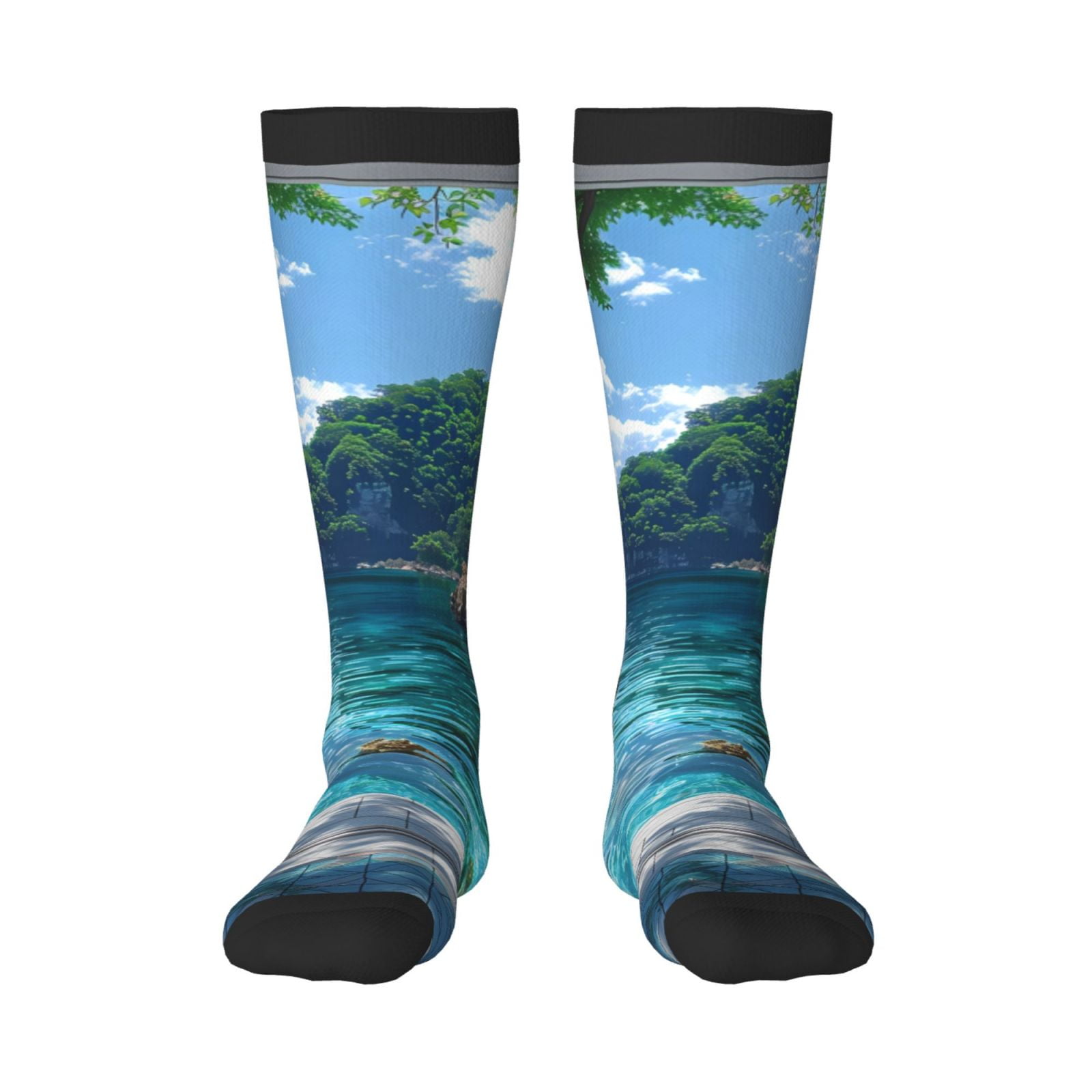 Fuzoiu Tropical Paradise Window View Print Adult Stockings,Crew Socks ...