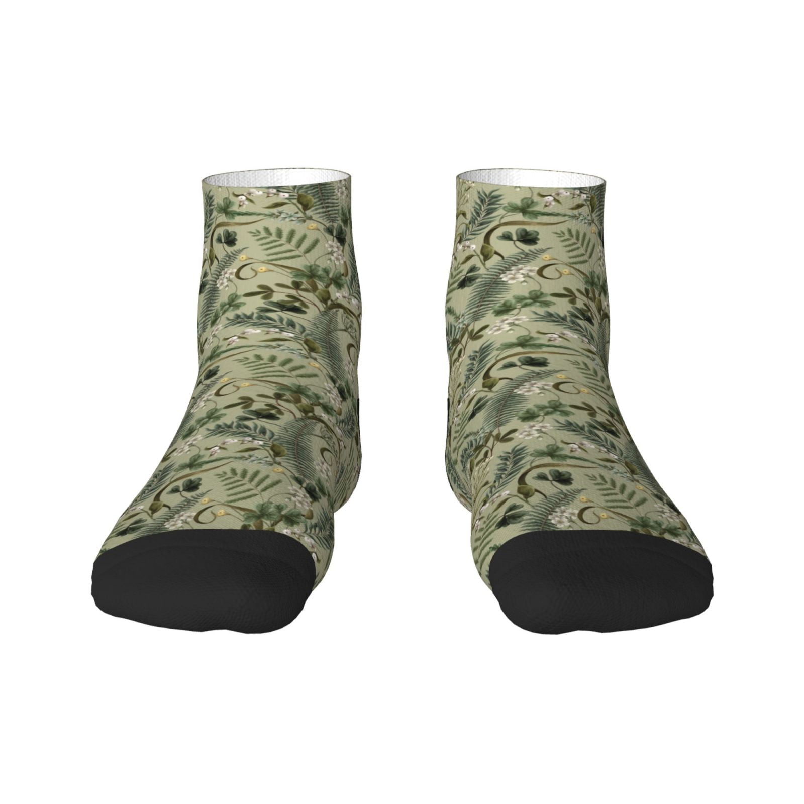 Fuzoiu Tropical Plants Green Print Adult Socks, Crew Moisture-wicking ...