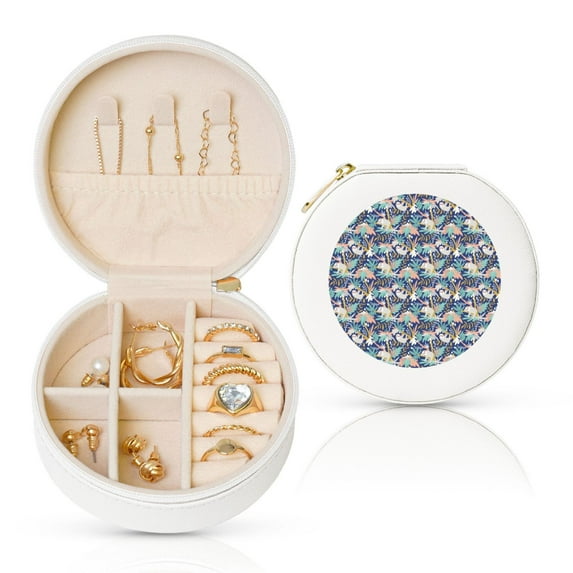 Fuzoiu Tropical Sloth Print Portable Jewelry Box,Round Mini Leather ...