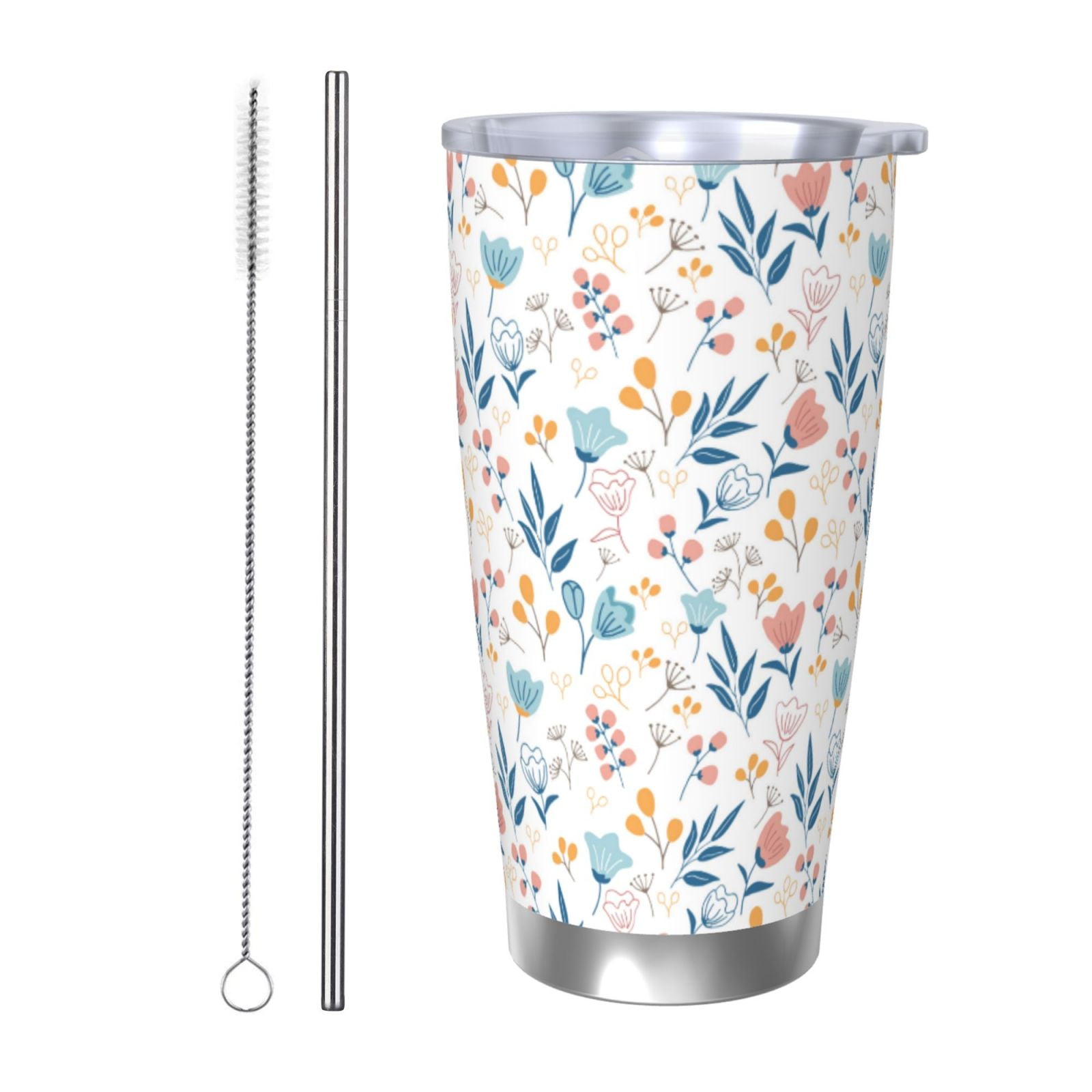 Fuzoiu Tulips Flowers Print 20oz Tumbler, Stainless Steel Vacuum ...