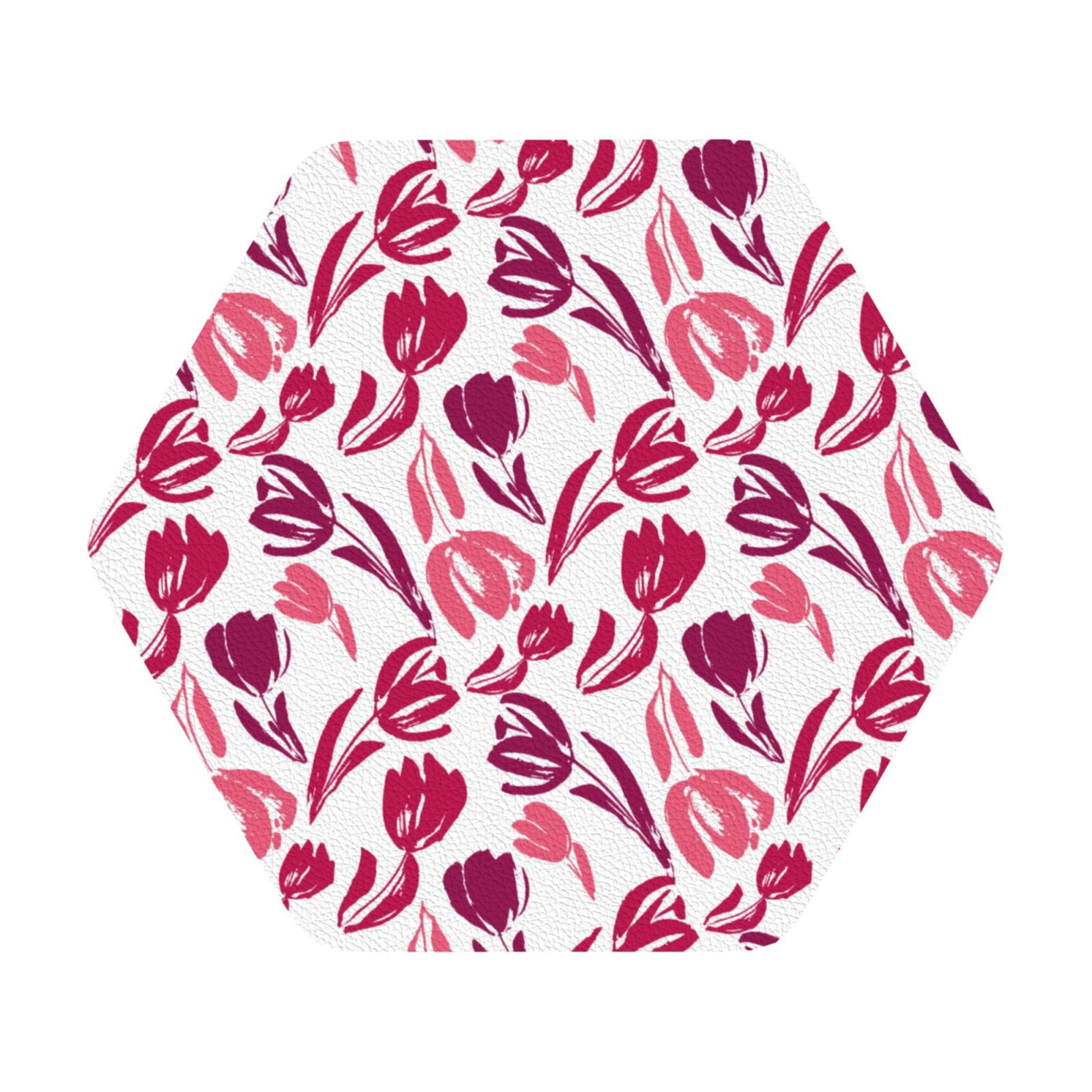 Fuzoiu Tulips Flowers Print Leather Coasters Set,Drink Coasters Set of ...