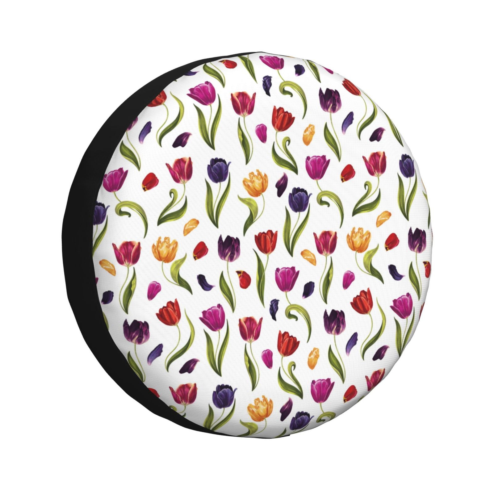 Fuzoiu Tulips Flowers Print Universal Spare Tire Cover with Buckle ...