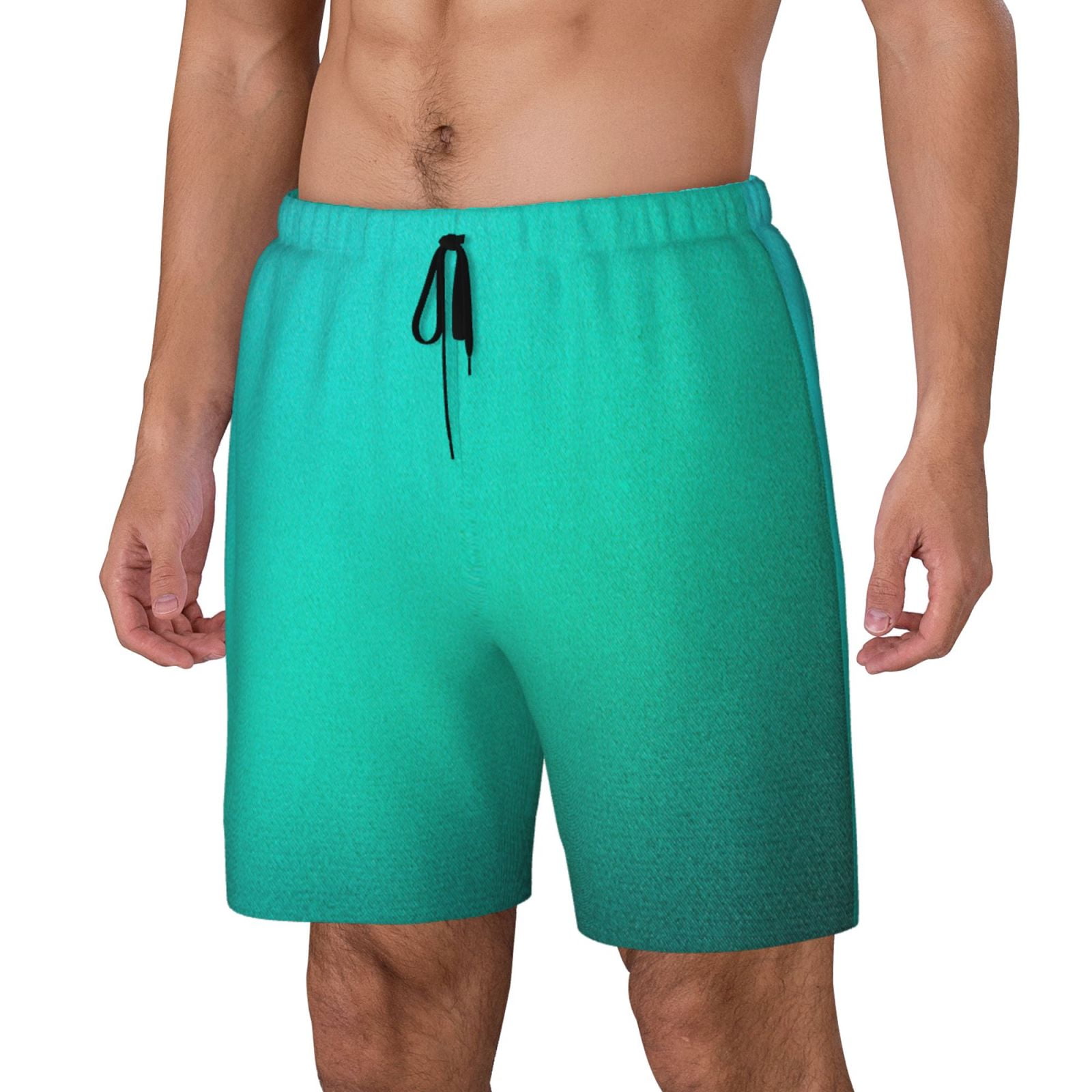 Fuzoiu Turquoise Light Blue Print Men's Swim Shorts,Quick-Dry Double ...