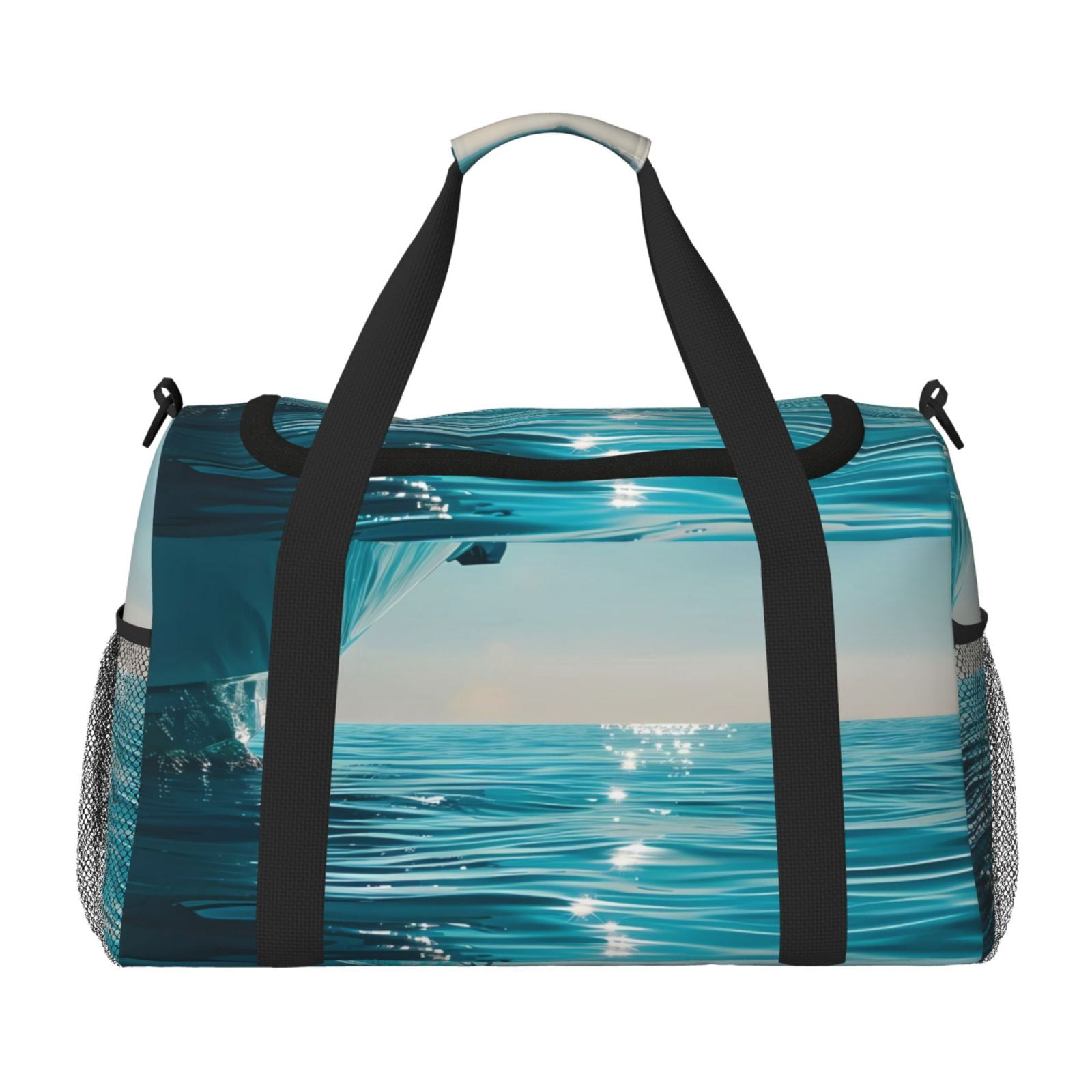 Fuzoiu Turquoise Ocean Reflection Print Travel Duffle Bag,Carry On Tote ...