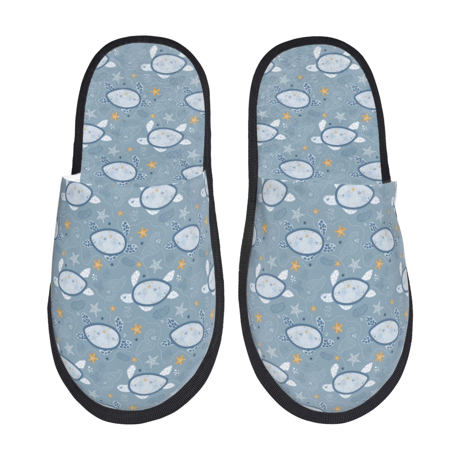 Fuzoiu Turtle Print Unisex Furry Slippers,Plush Indoor Shoes,Trendy ...