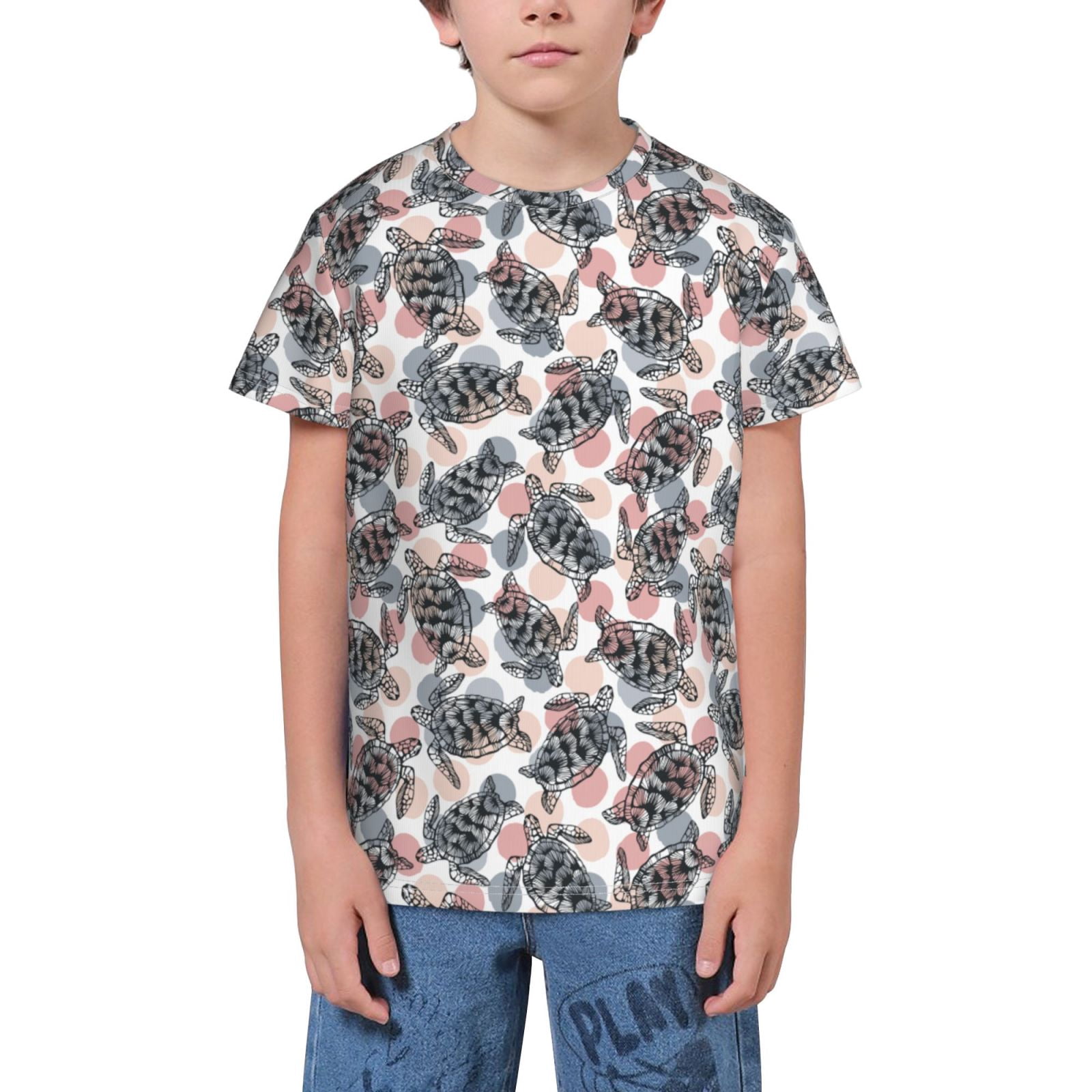 Fuzoiu Turtle Print Youth Short Sleeve T-Shirt,Youth Dry-Fit Active ...