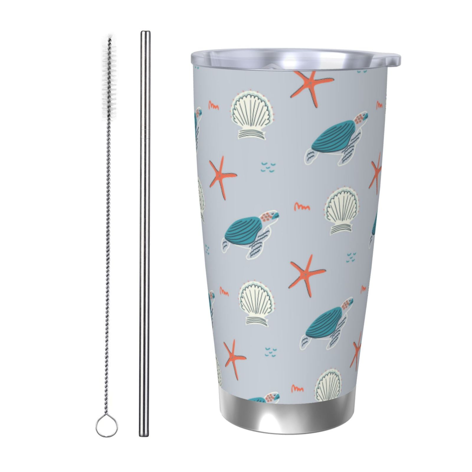 Fuzoiu Turtles And Shells Print 20oz Tumbler, Stainless Steel Vacuum ...
