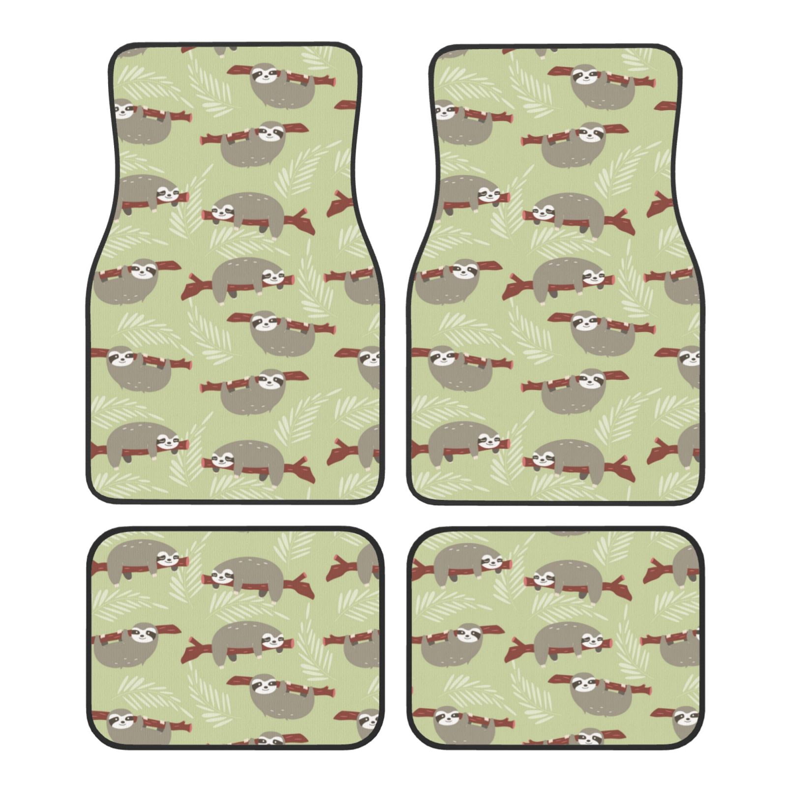Fuzoiu Twig Sloth Print Carpet Floor Mats for Car,Car Foot Mat Set ...