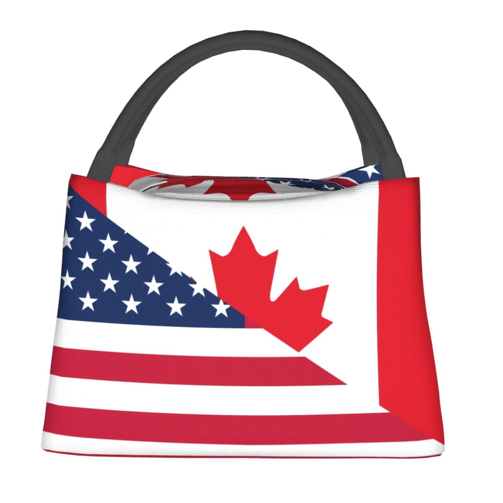 Fuzoiu USA Canada Flag Print Portable Insulation Lunch Bag,Large Lunch ...