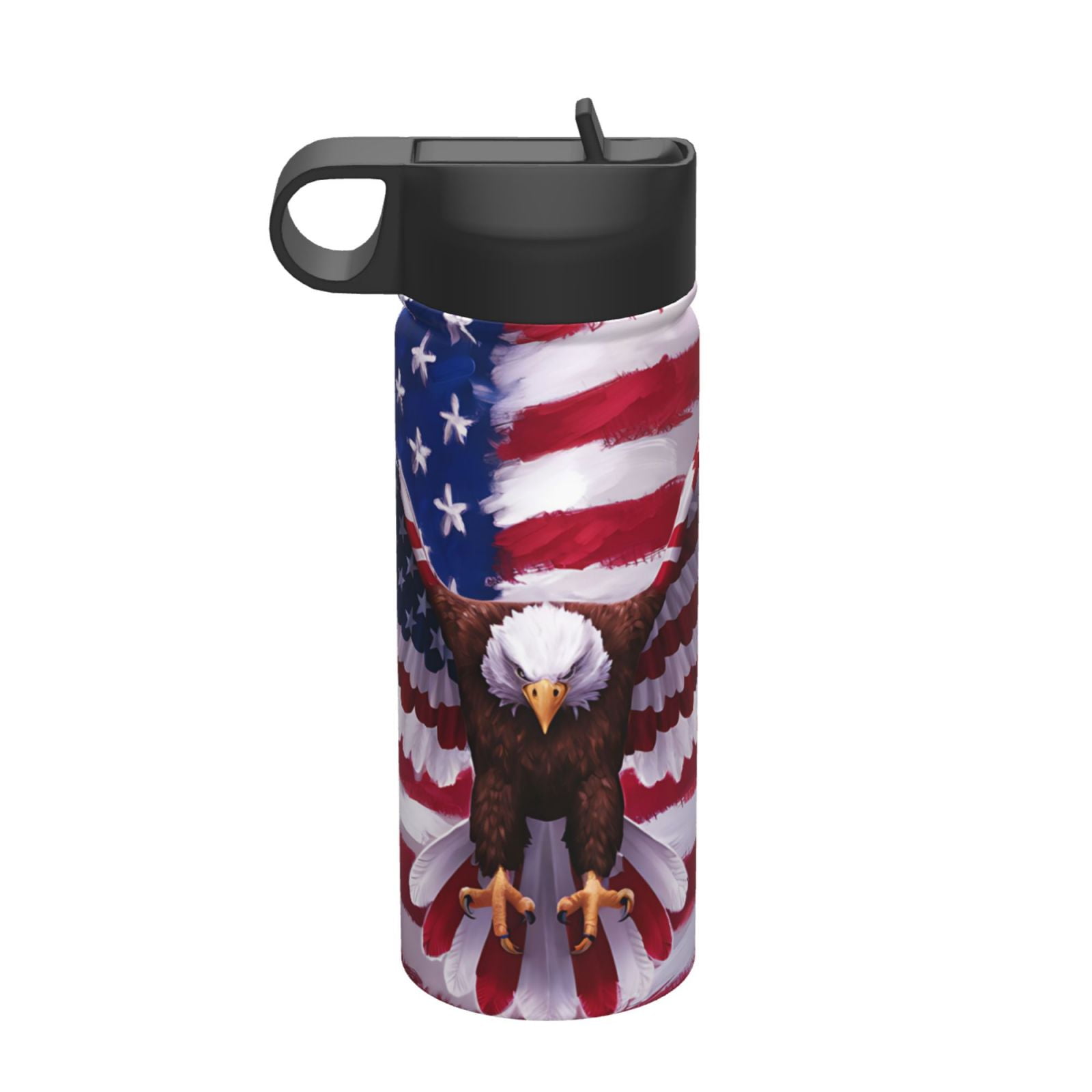 Fuzoiu USA Eagle with Spread Wings Print 18oz Insulated Sports Kettle ...