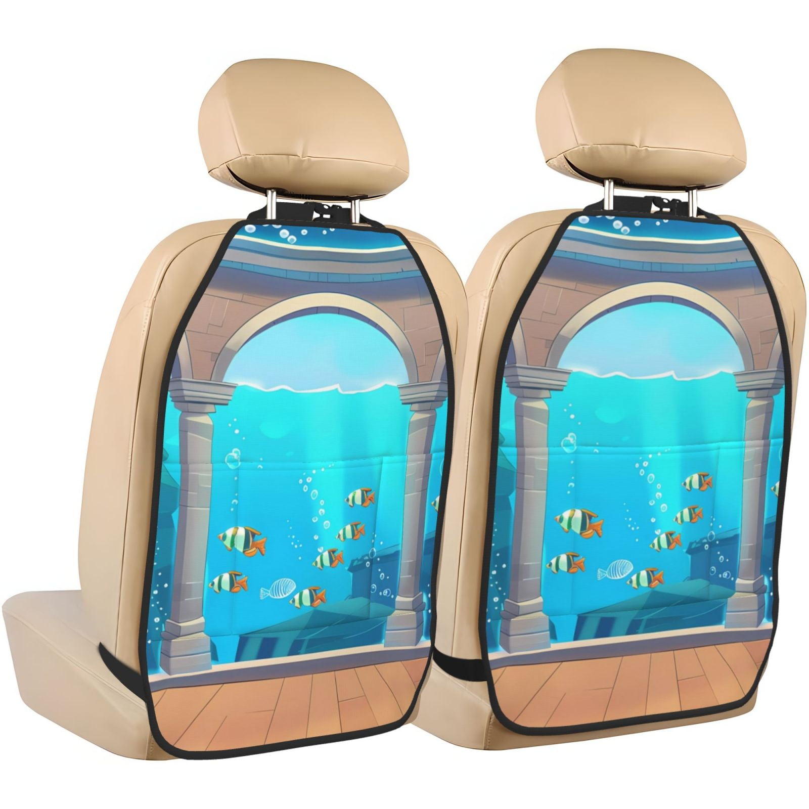 Fuzoiu Underwater Aquarium Arches Print 2 Pack Kick Mat Back Seat ...