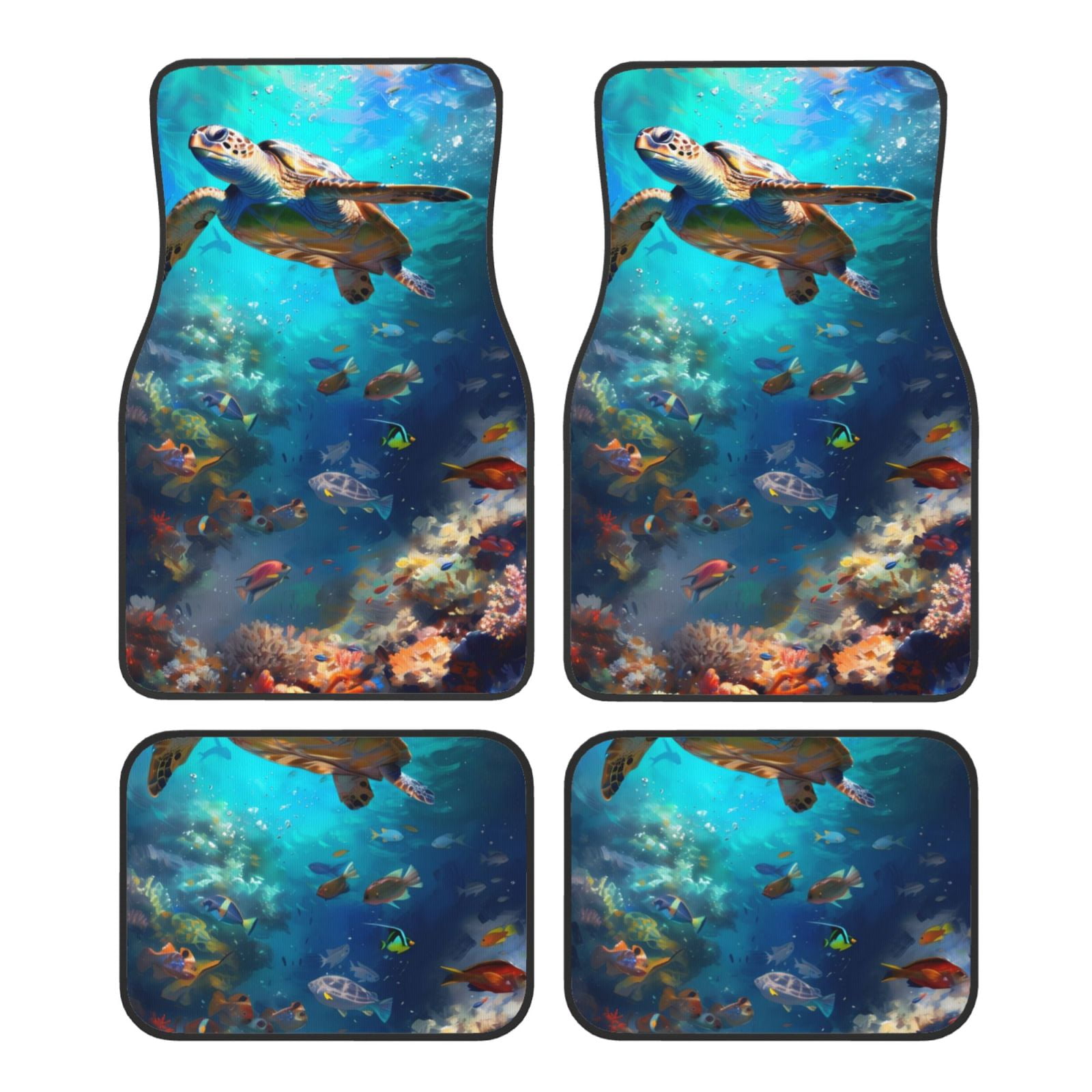 Fuzoiu Underwater Fish Turtle Print Carpet Floor Mats for Car,Car Foot ...