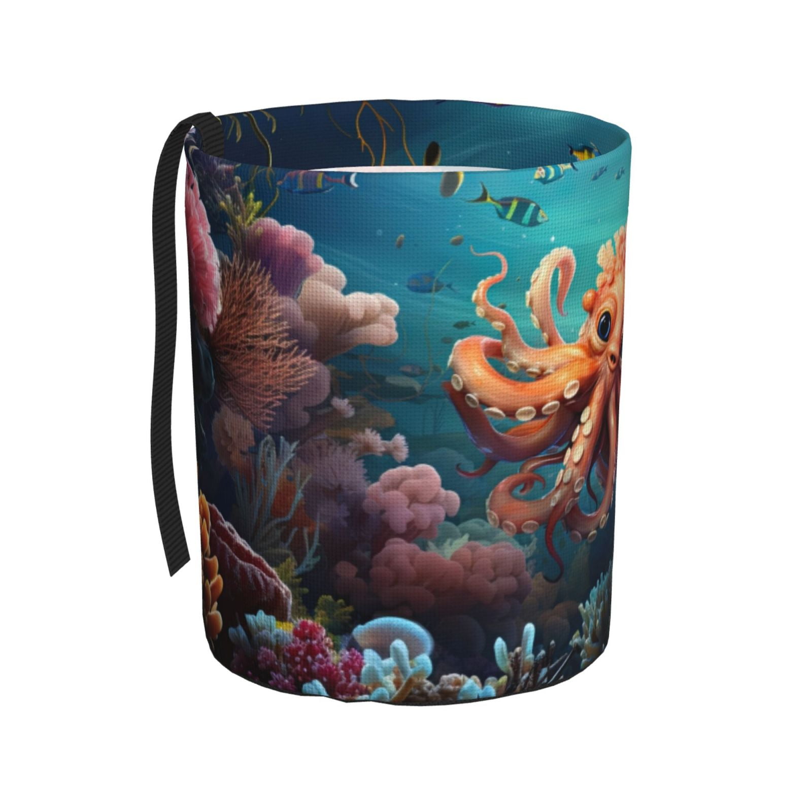 Fuzoiu Underwater Plant Octopus Print Car Trash Can,Leakproof Car Trash ...