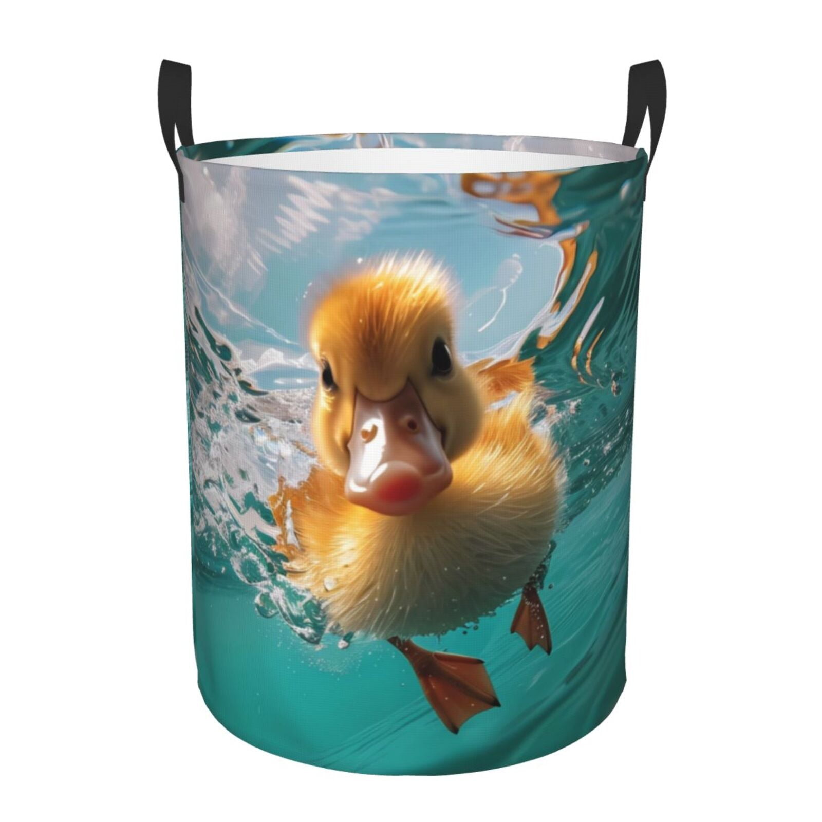Fuzoiu Underwater Swimming Duck Print Circular Hamper,Laundry Basket ...