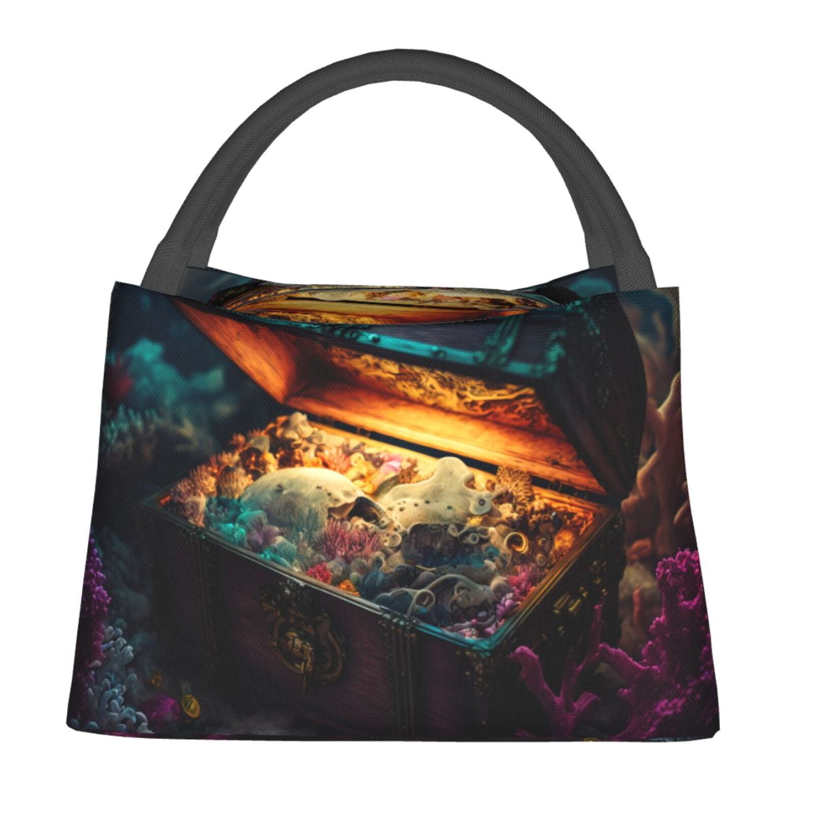 Fuzoiu Underwater Treasure Chest Print Portable Insulation Lunch Bag ...