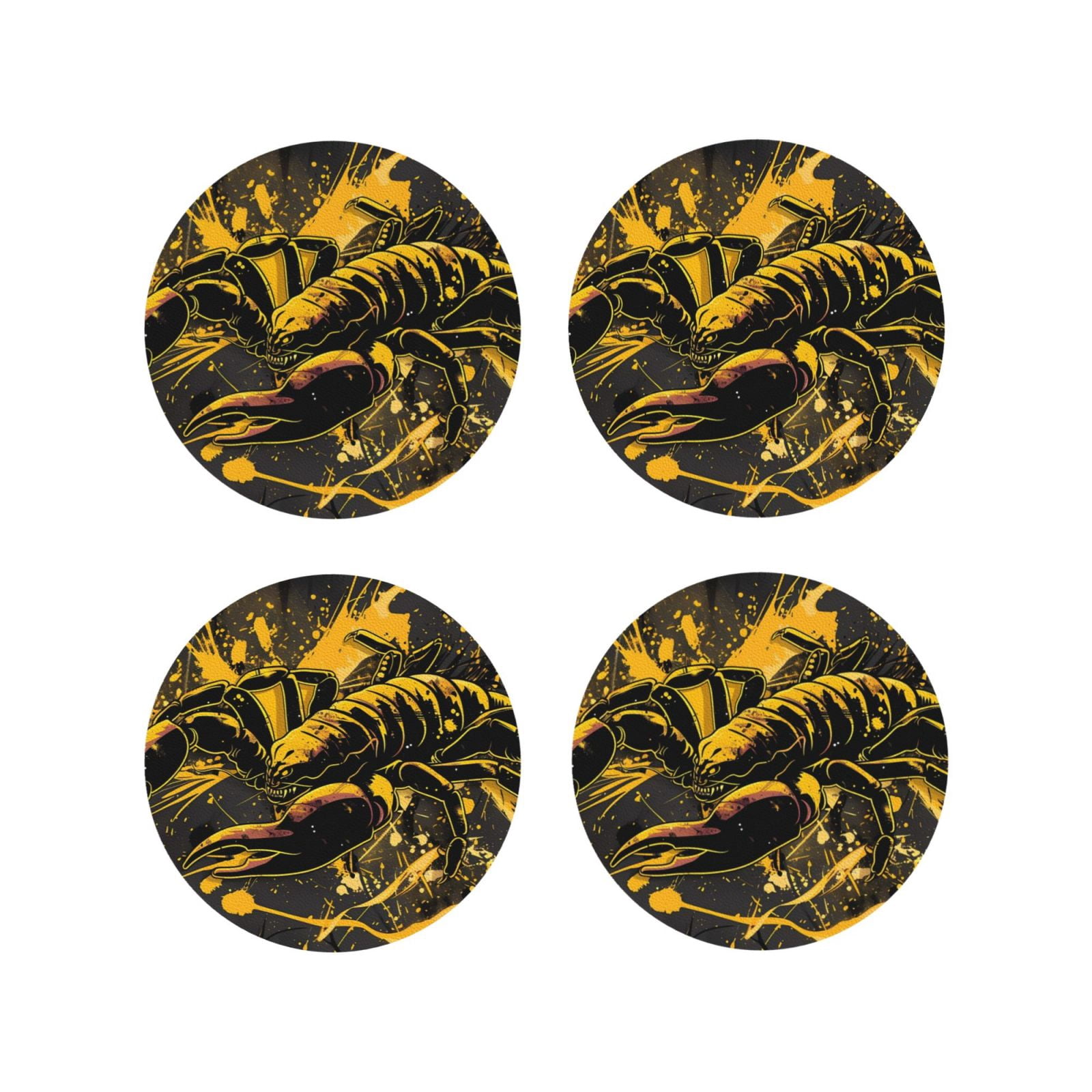 Fuzoiu Urban Graffiti Scorpion Illustration Print Leather Coasters Set ...