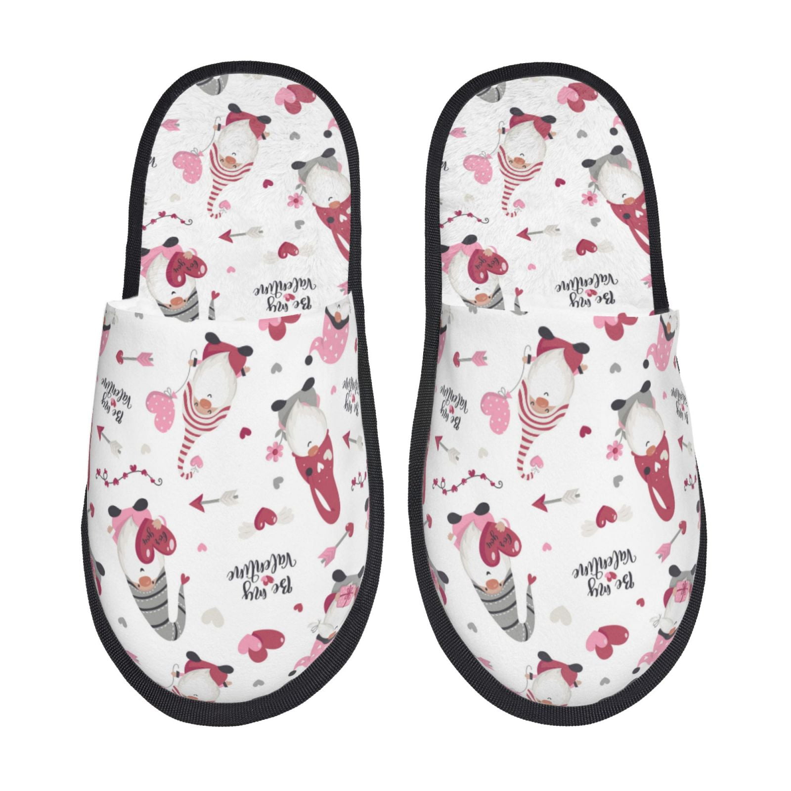 Fuzoiu Valentine's Day gnomes Print Unisex Furry Slippers,Plush Indoor ...