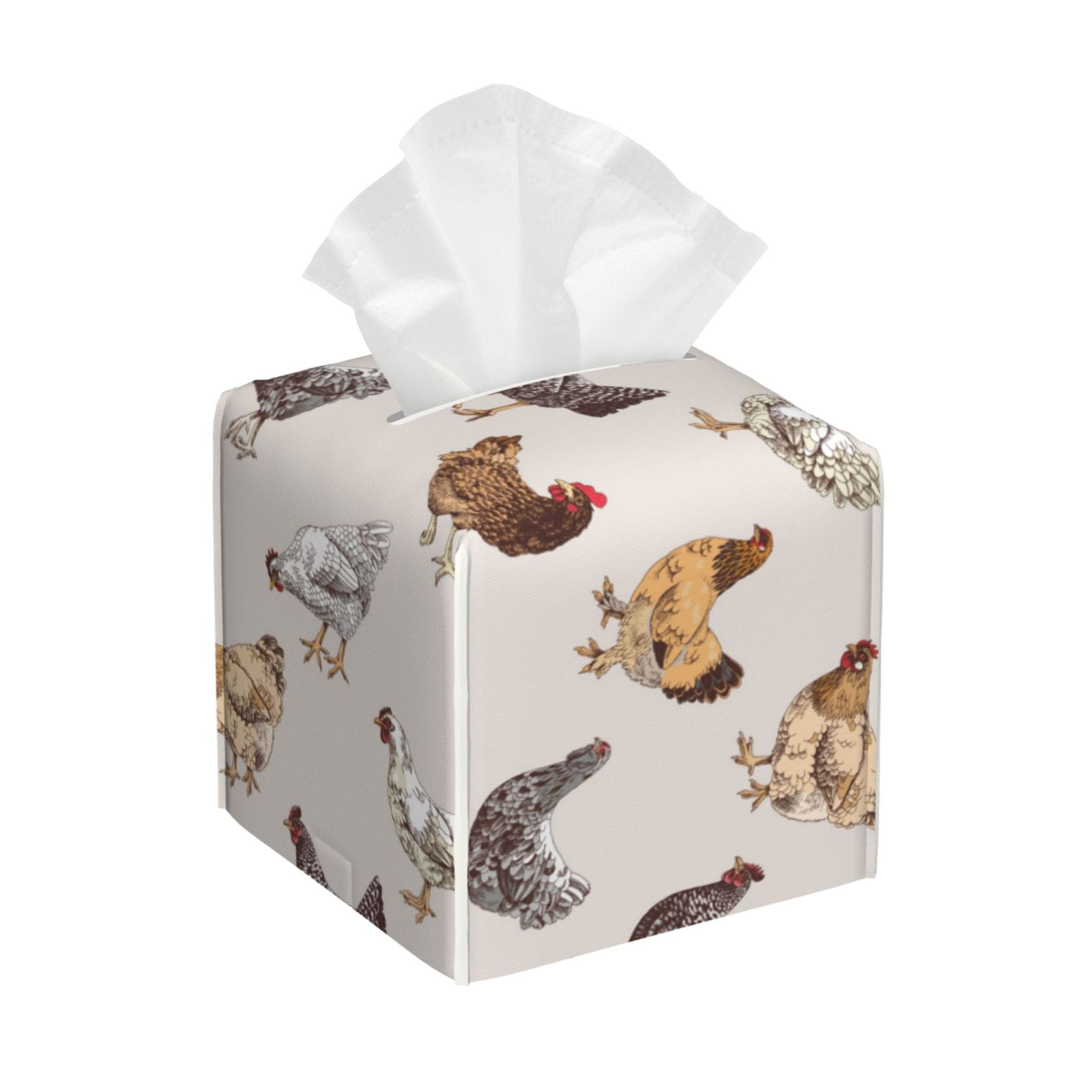 Fuzoiu Various Chicken Print Tissue Box Cover Holder, Square Leather ...