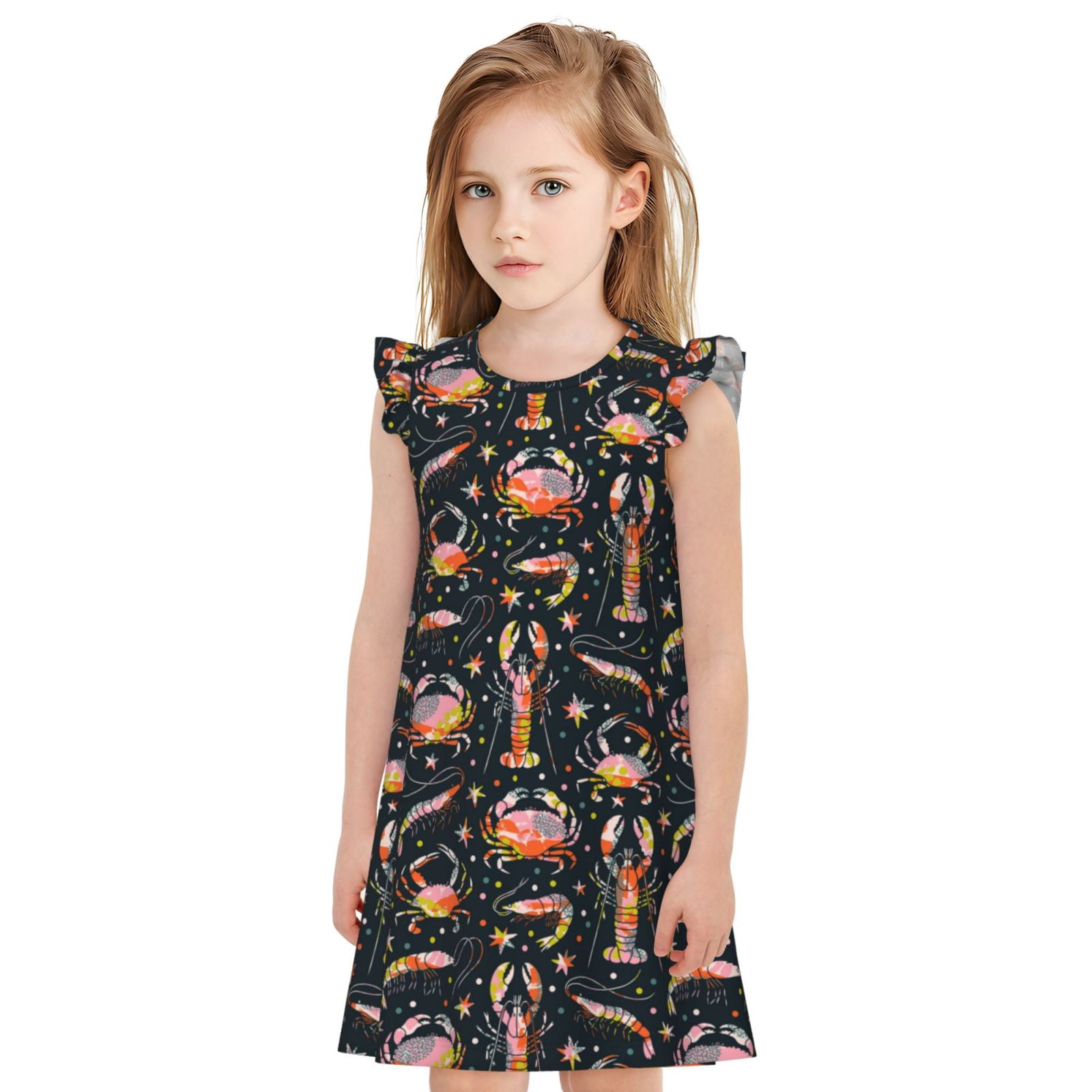 Fuzoiu Various Crustaceans Print Girls' Nightgowns Pajamas Dress,Girls ...