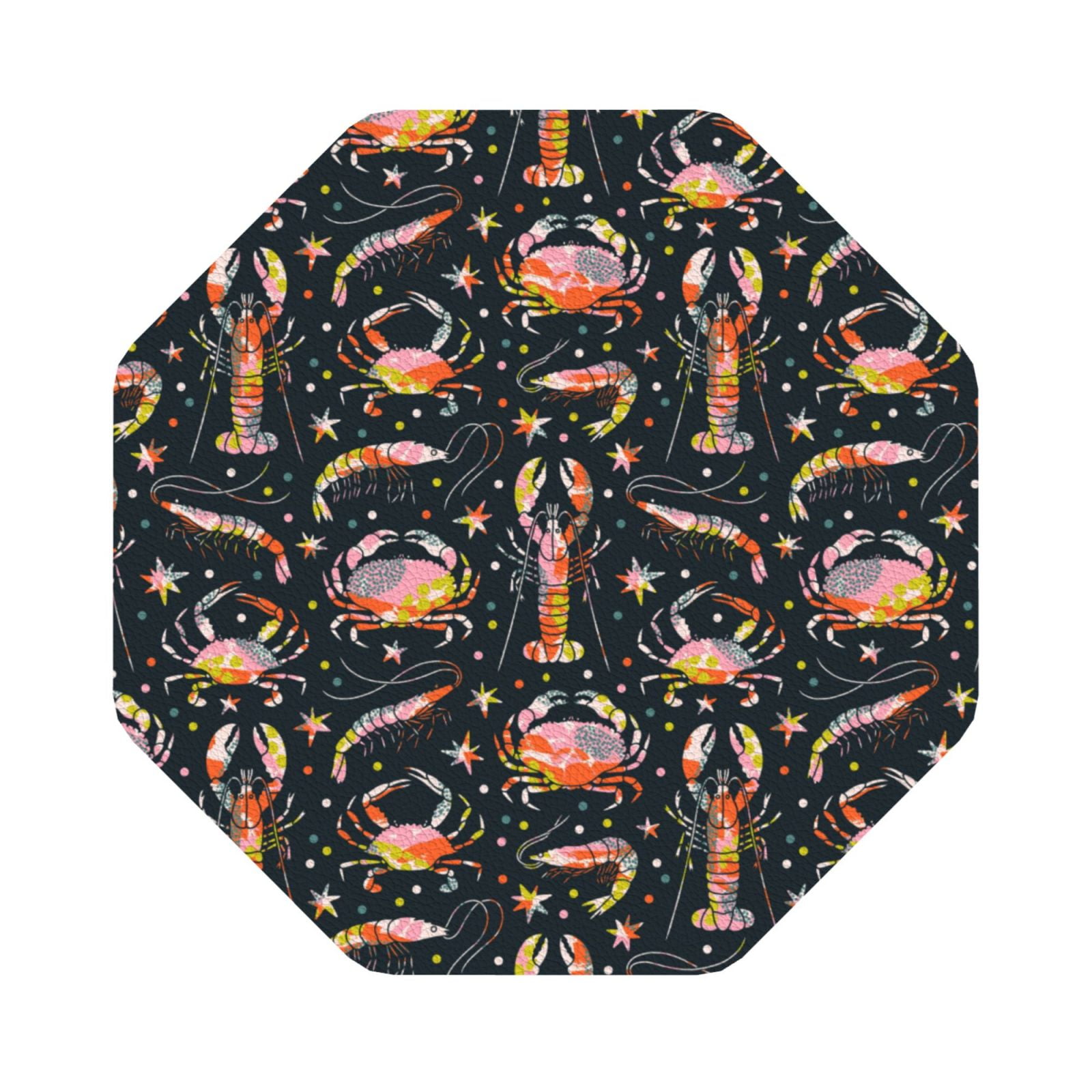 Fuzoiu Various Crustaceans Print Leather Coasters Set,Drink Coasters ...
