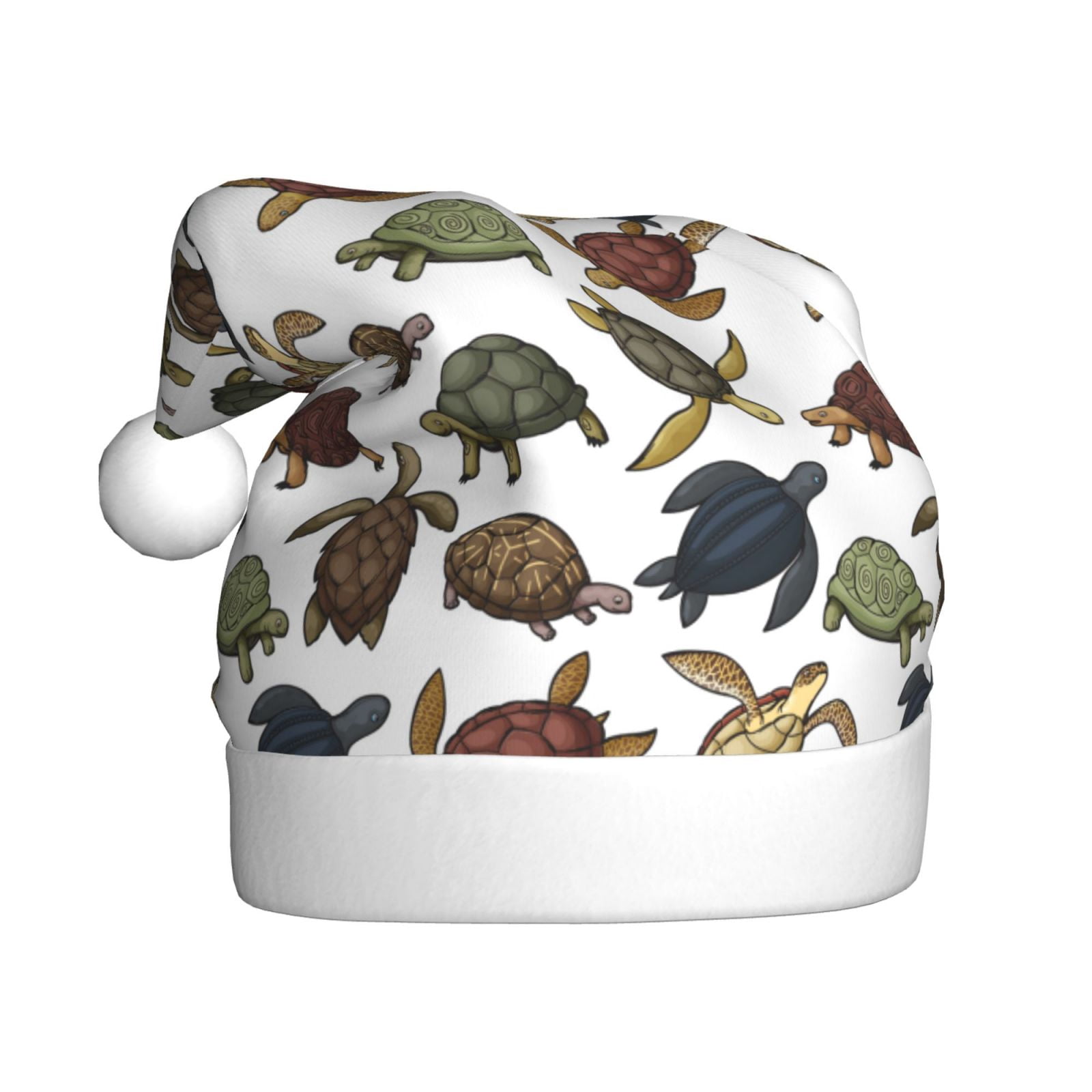 Fuzoiu Various Turtle Print Santa Hat Christmas Hat for Adults,Santa ...