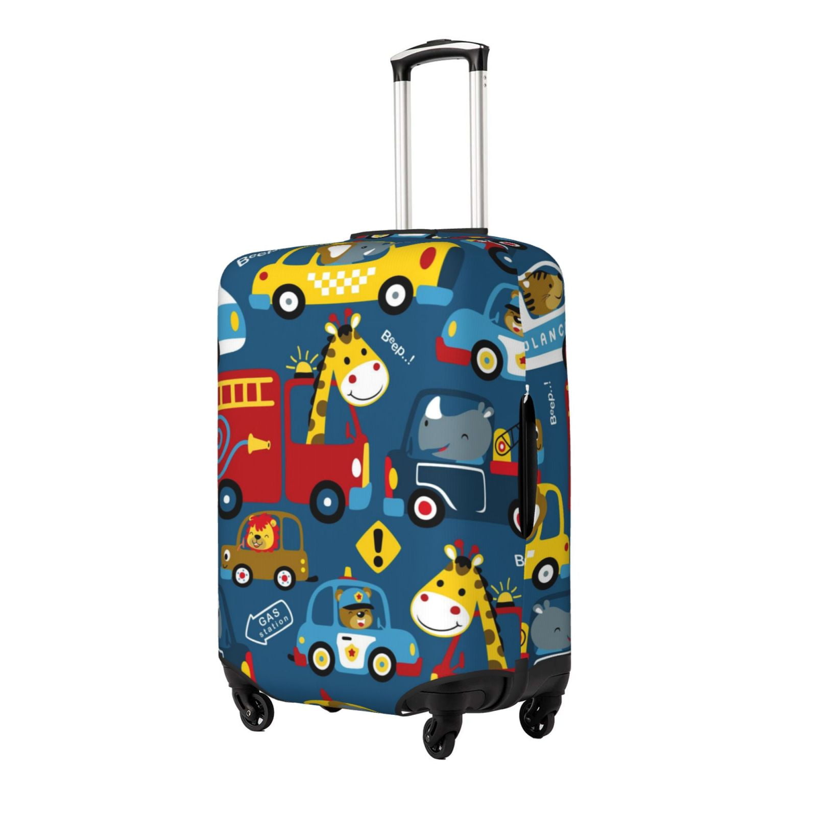 Fuzoiu Vehicles Cartoon with Funny Drivers Print Suitcase Cover ...