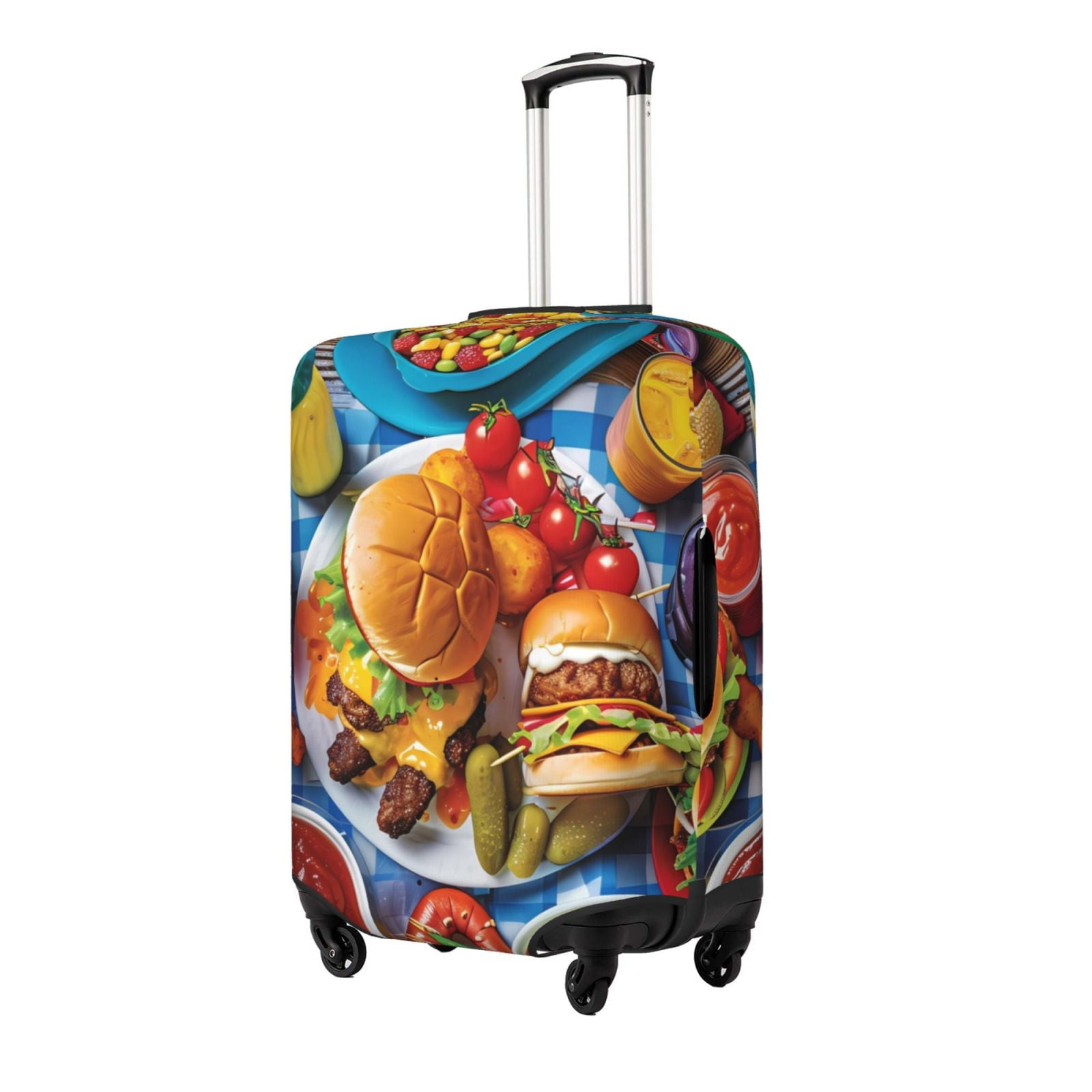 Fuzoiu Vibrant Picnic Food Spread Print Suitcase Cover,Washable Luggage ...