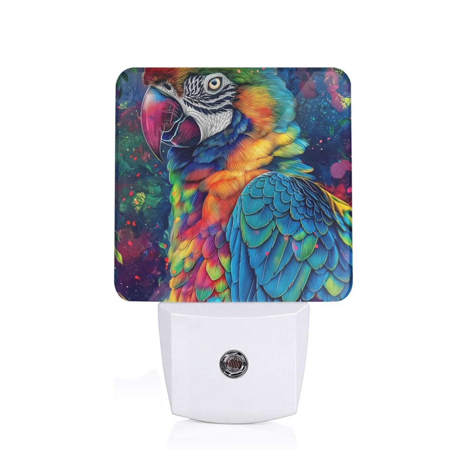 Fuzoiu Vibrant Rainbow Parrot Fantasy Print Dusk to Dawn LED Night ...