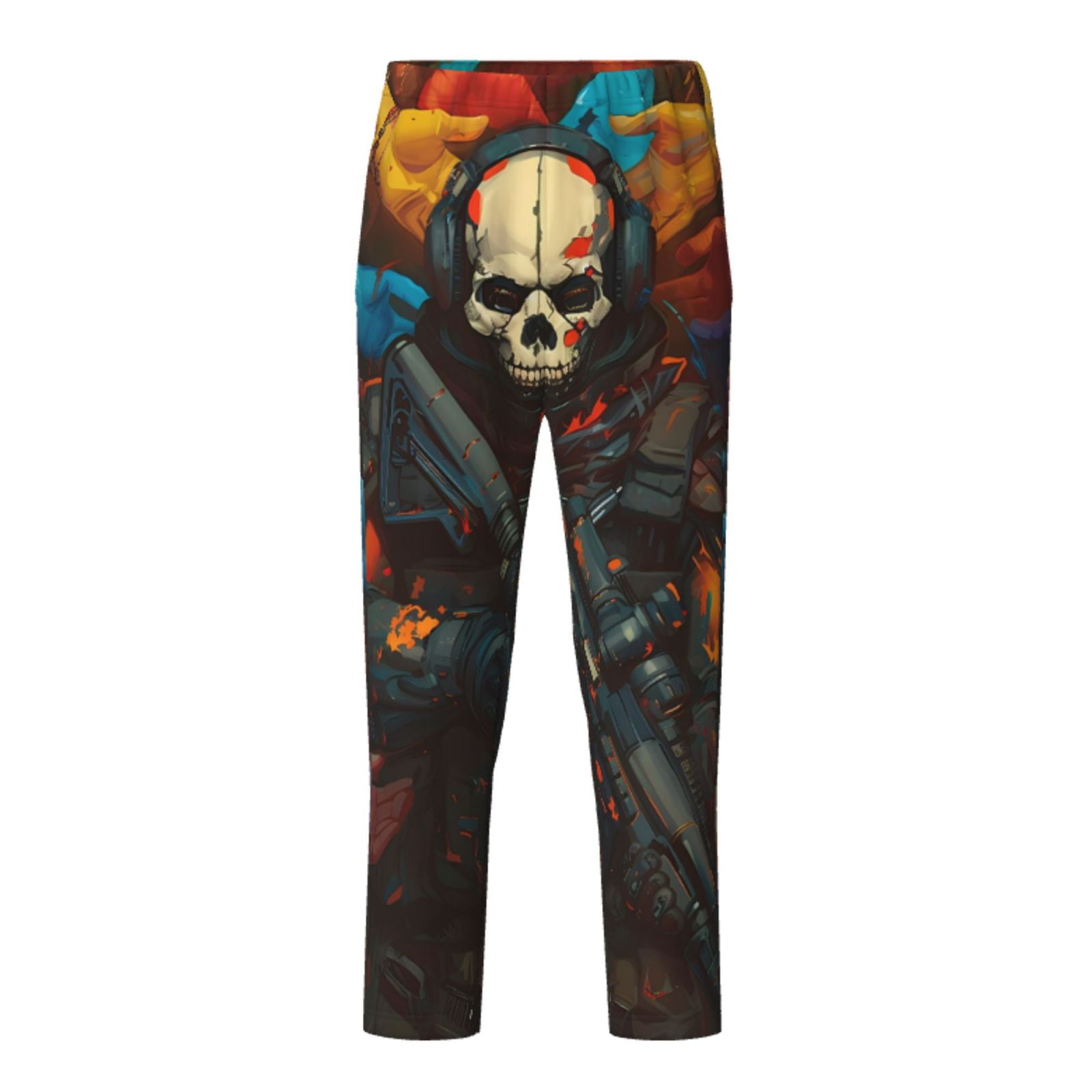 Fuzoiu Vibrant Skull Soldier Print Teenagers' Pajama Pants,Lounge Pants ...