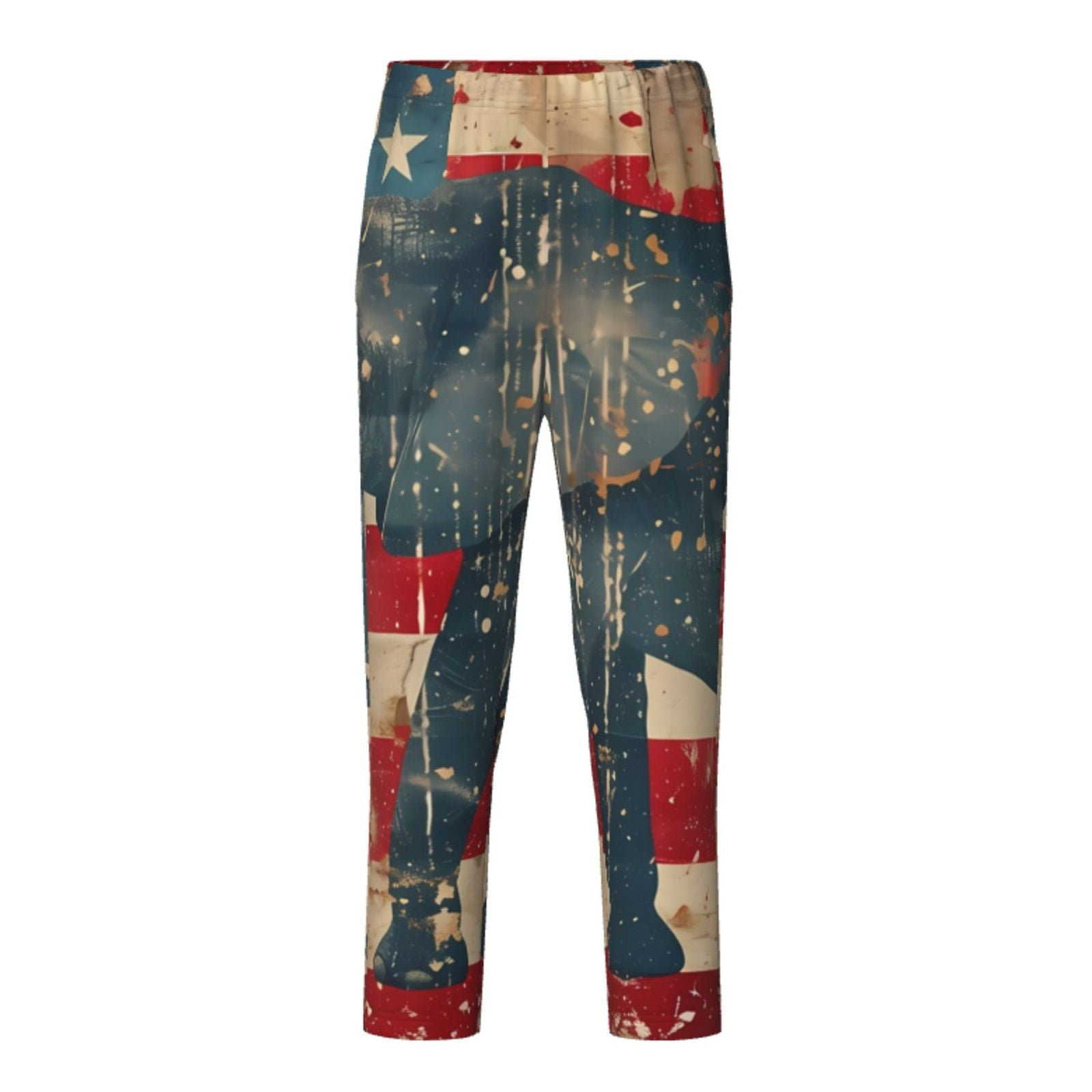Fuzoiu Vintage American Flag Elephant Print Teenagers' Pajama Pants ...
