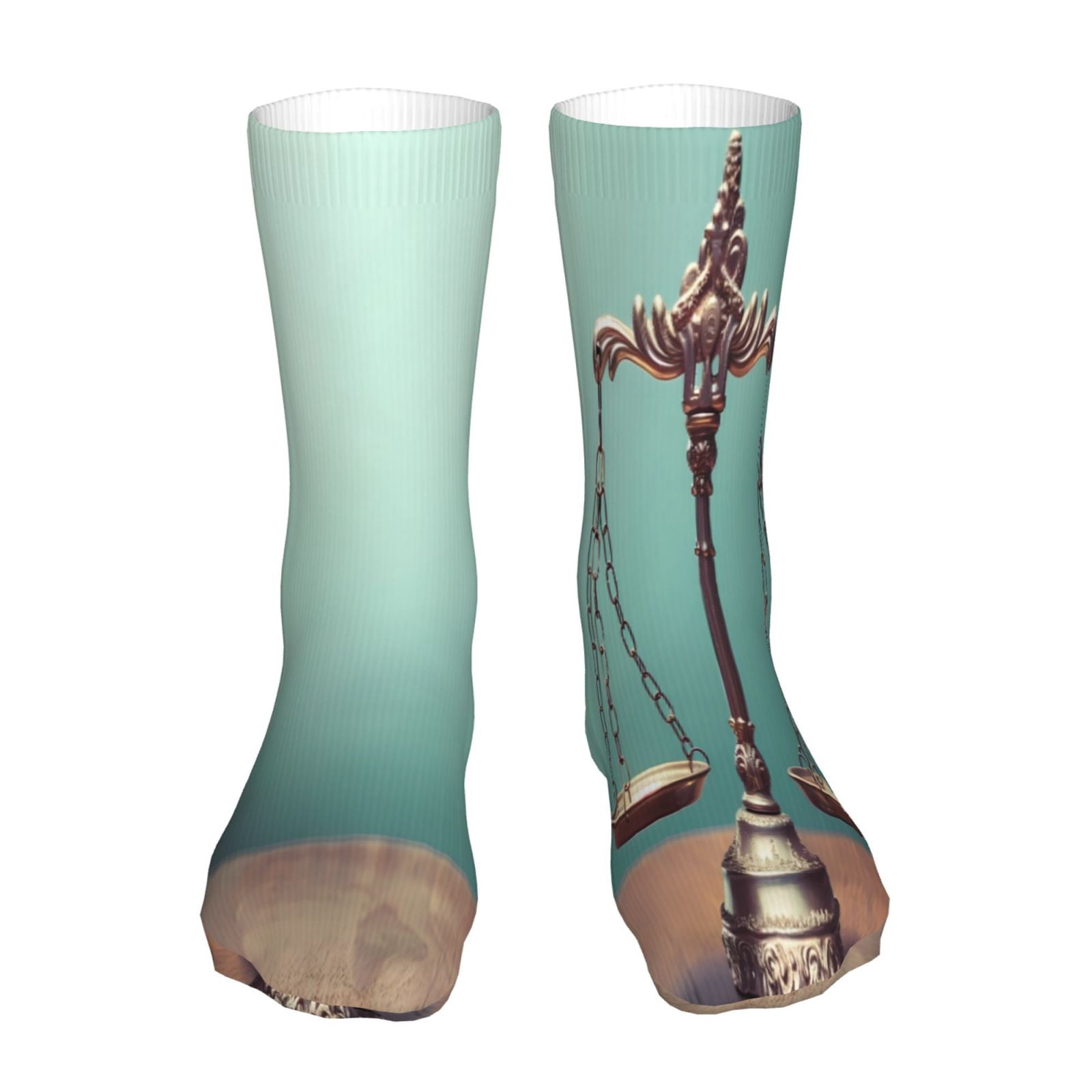 Fuzoiu Vintage Brass Balance Scale Print Crew Socks,Casual Athletic Gym ...