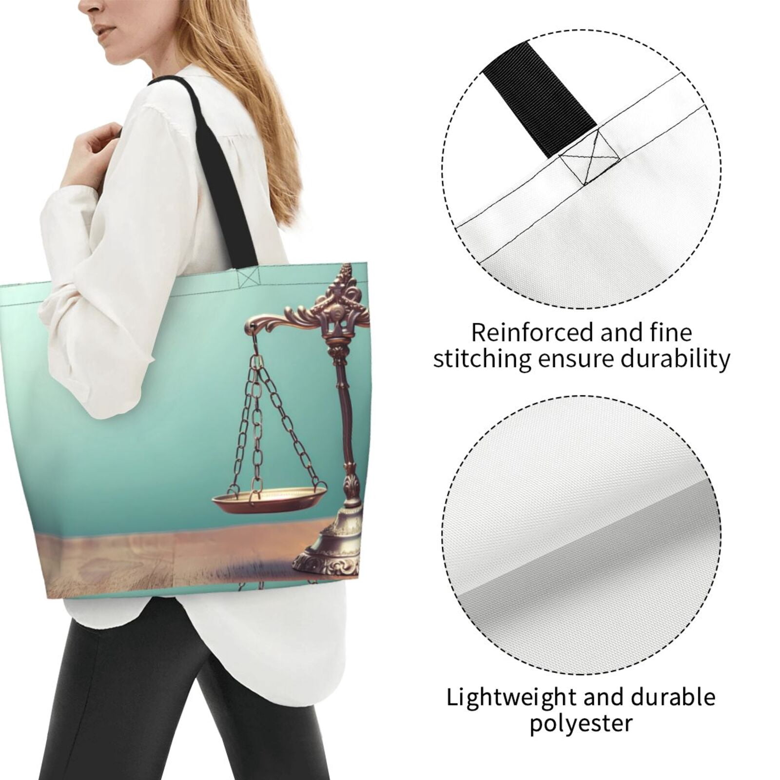 Fuzoiu Vintage Brass Balance Scale Print Tote Bags for Women,Shoulder ...