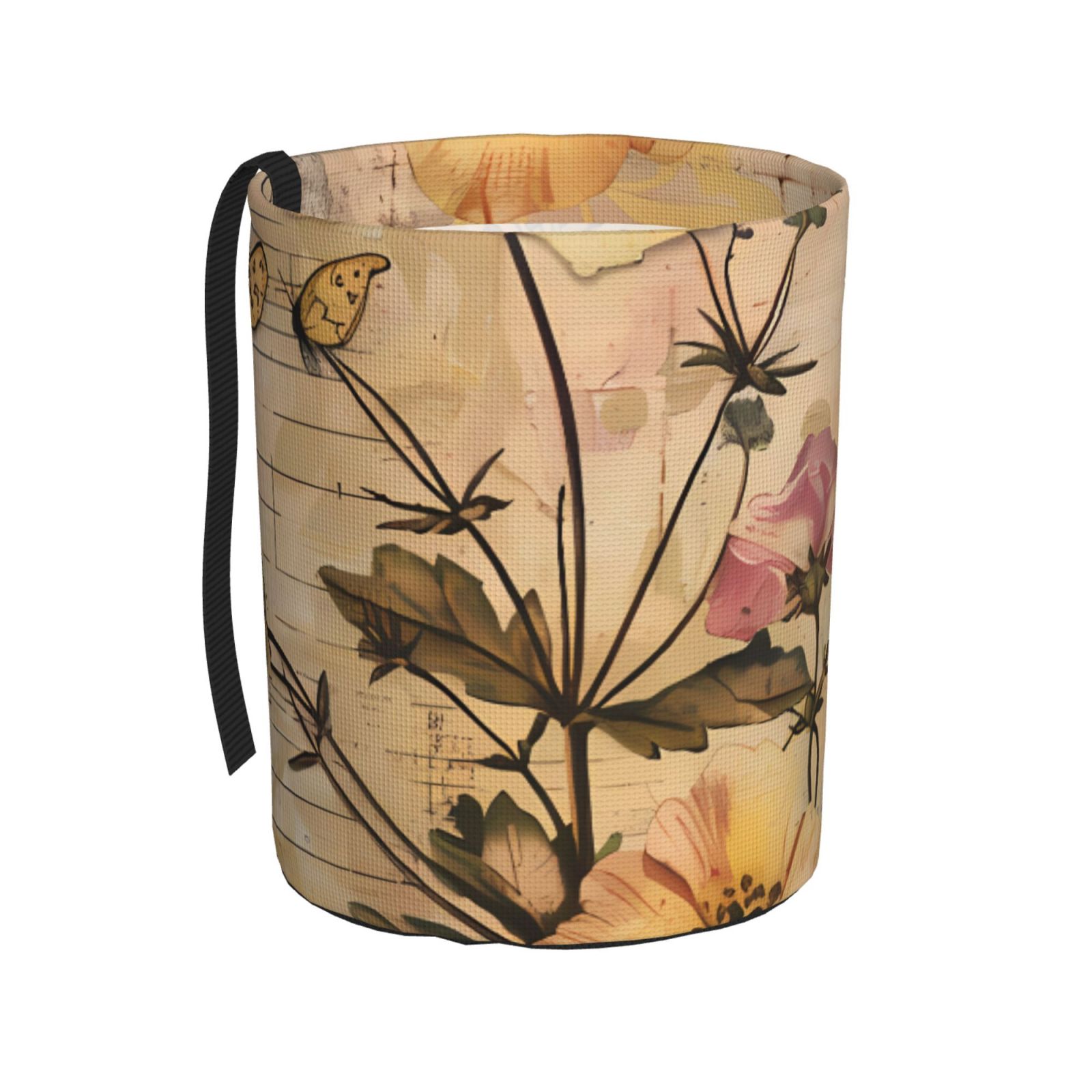 Fuzoiu Vintage Floral Butterfly Collage Print Car Trash Can,Leakproof ...