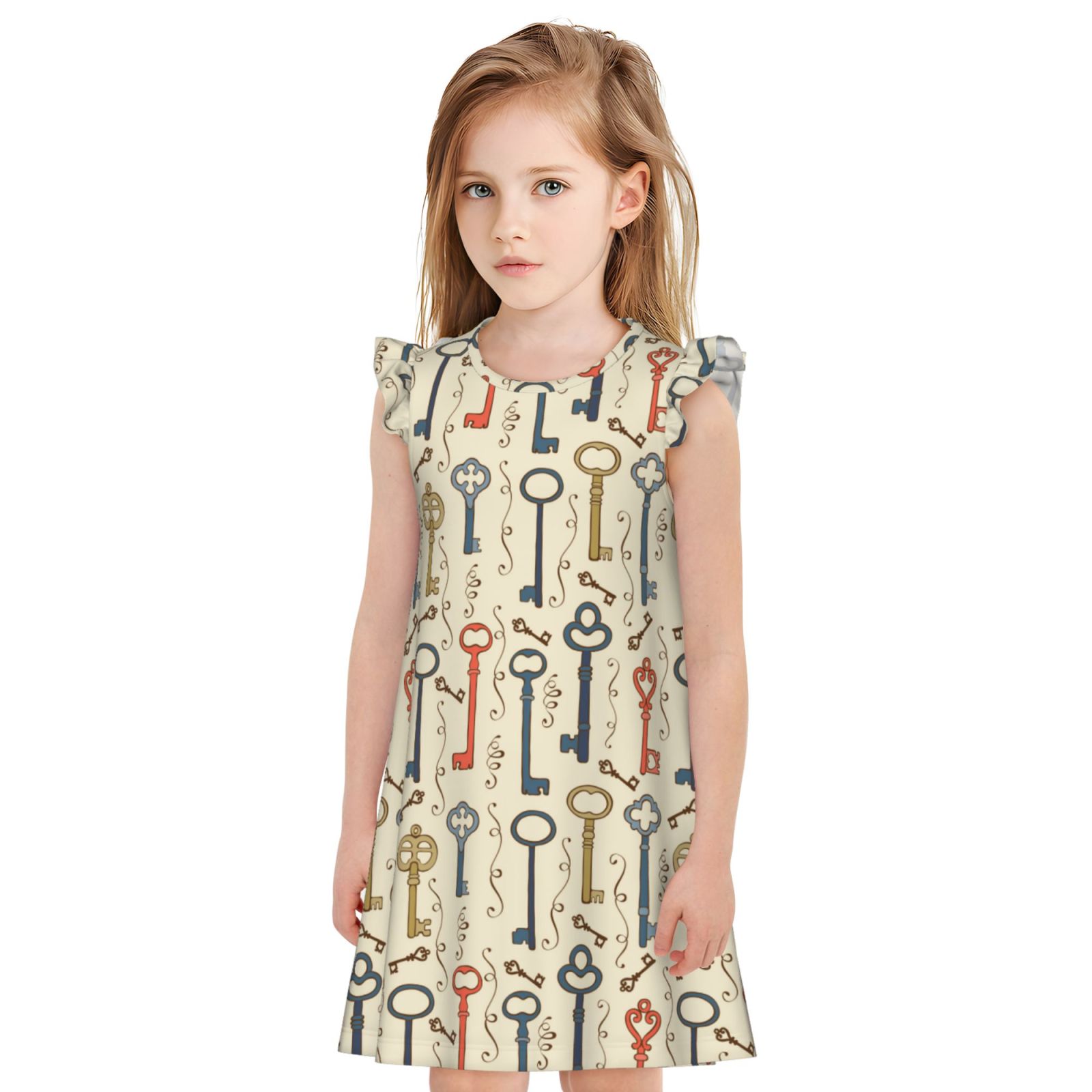 Fuzoiu Vintage Keys1 Print Girls' Nightgowns Pajamas Dress,Girls Nightgowns,Girls Sleepwear ...